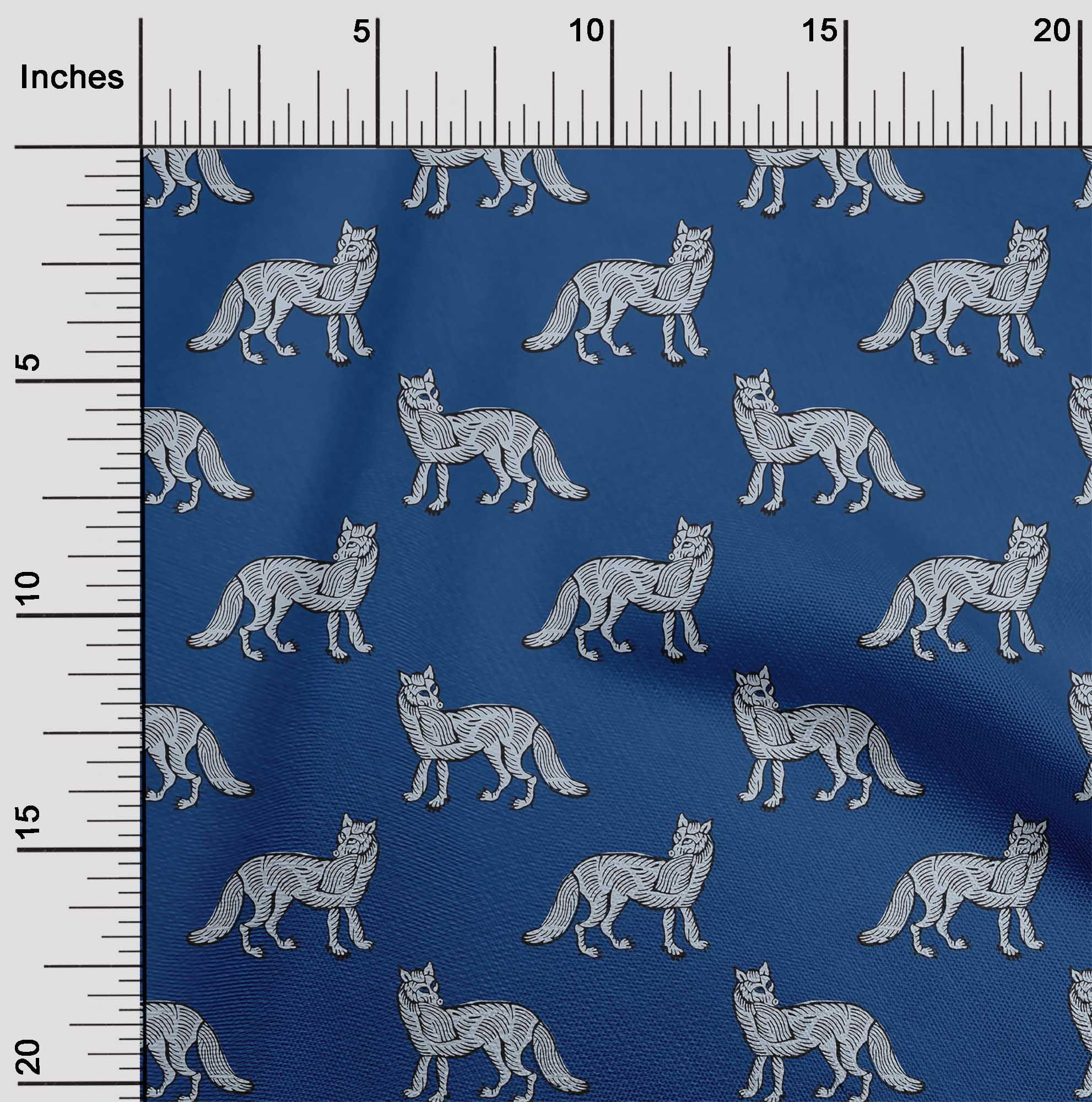 oneOone Cotton Poplin Fabric Fox Block Print Fabric By Yard 42 Inch ...
