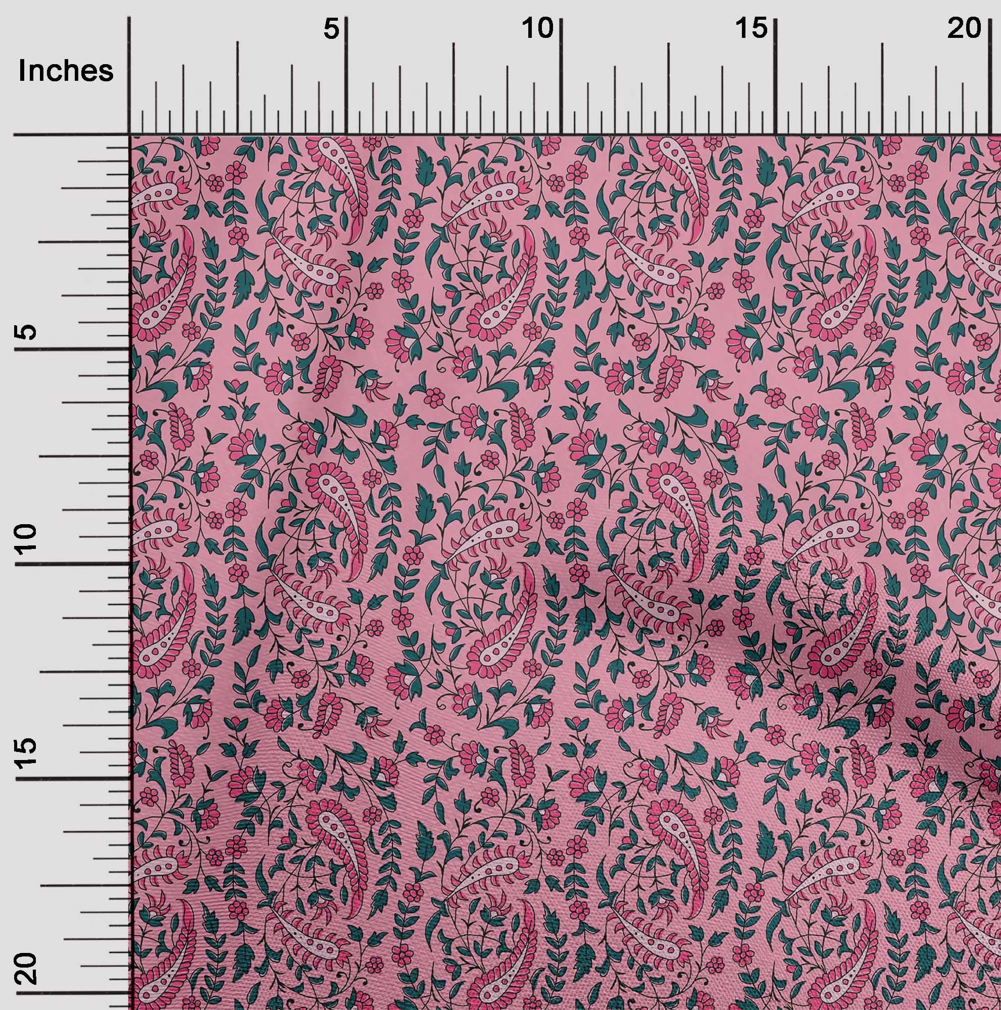 oneOone Cotton Poplin Fabric Leaves|Floral & Paisley Block Decor Fabric ...