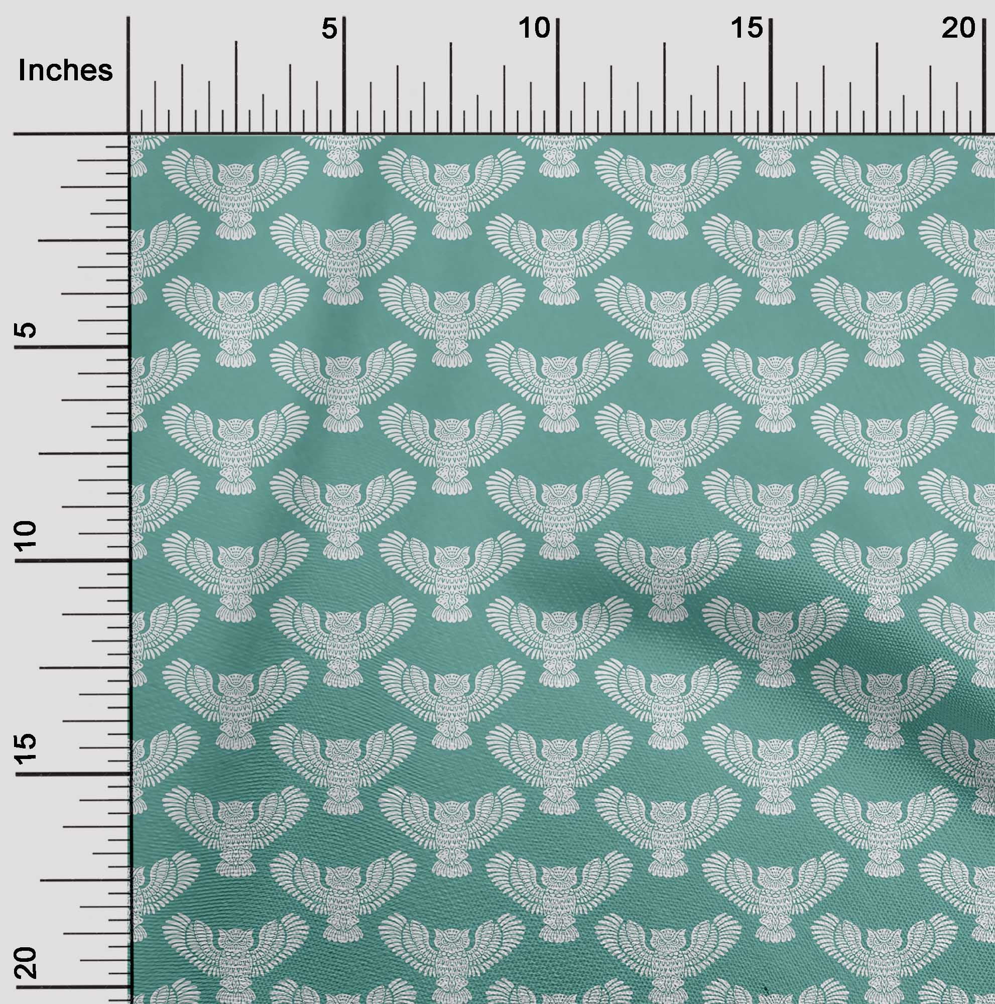 oneOone Cotton Poplin Fabric Owl Block Printed Craft Fabric BTY 56 Inch ...