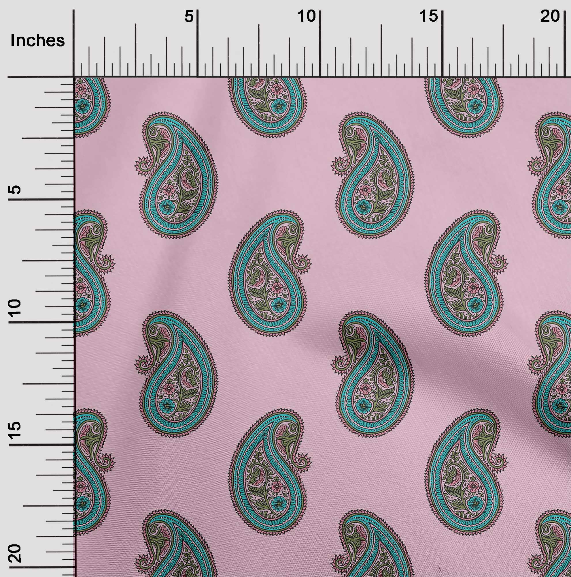 oneOone Cotton Poplin Fabric Paisley Block Print Fabric By Yard 42 Inch ...
