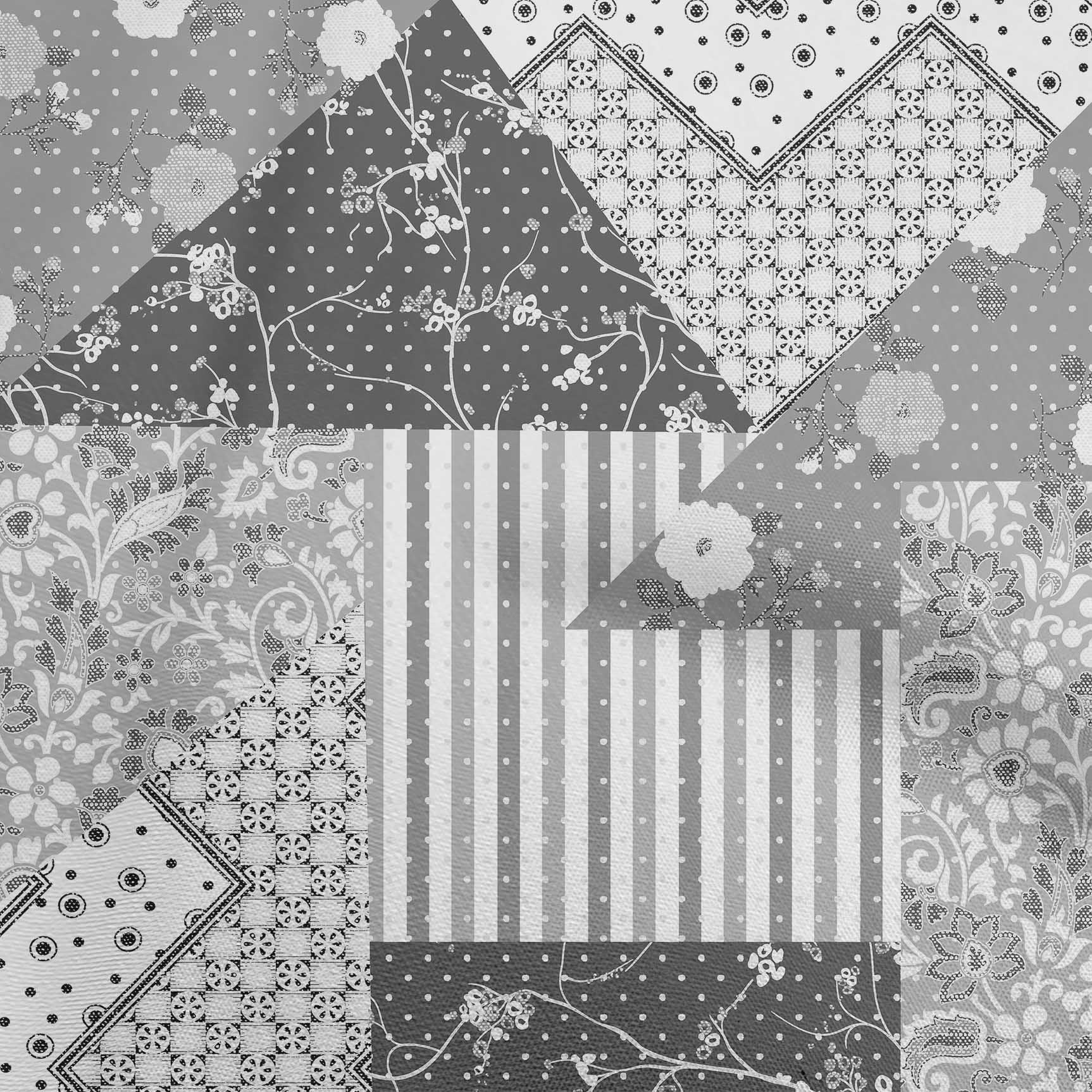 oneOone Cotton Poplin Gray Fabric Floral With Dot Mix Sewing Material ...