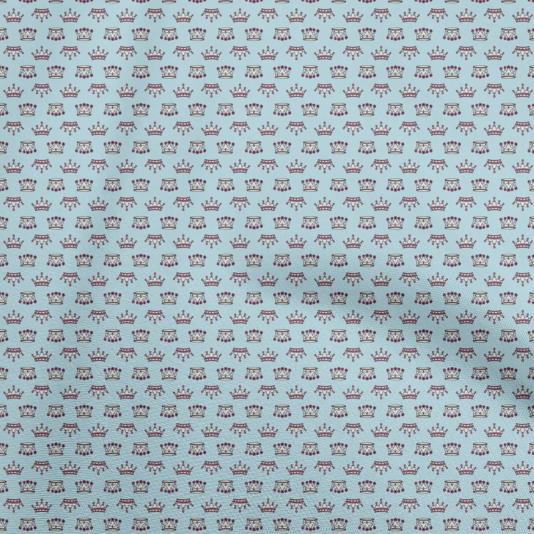 oneOone Cotton Poplin Light Blue Fabric Random Sewing Material Print ...