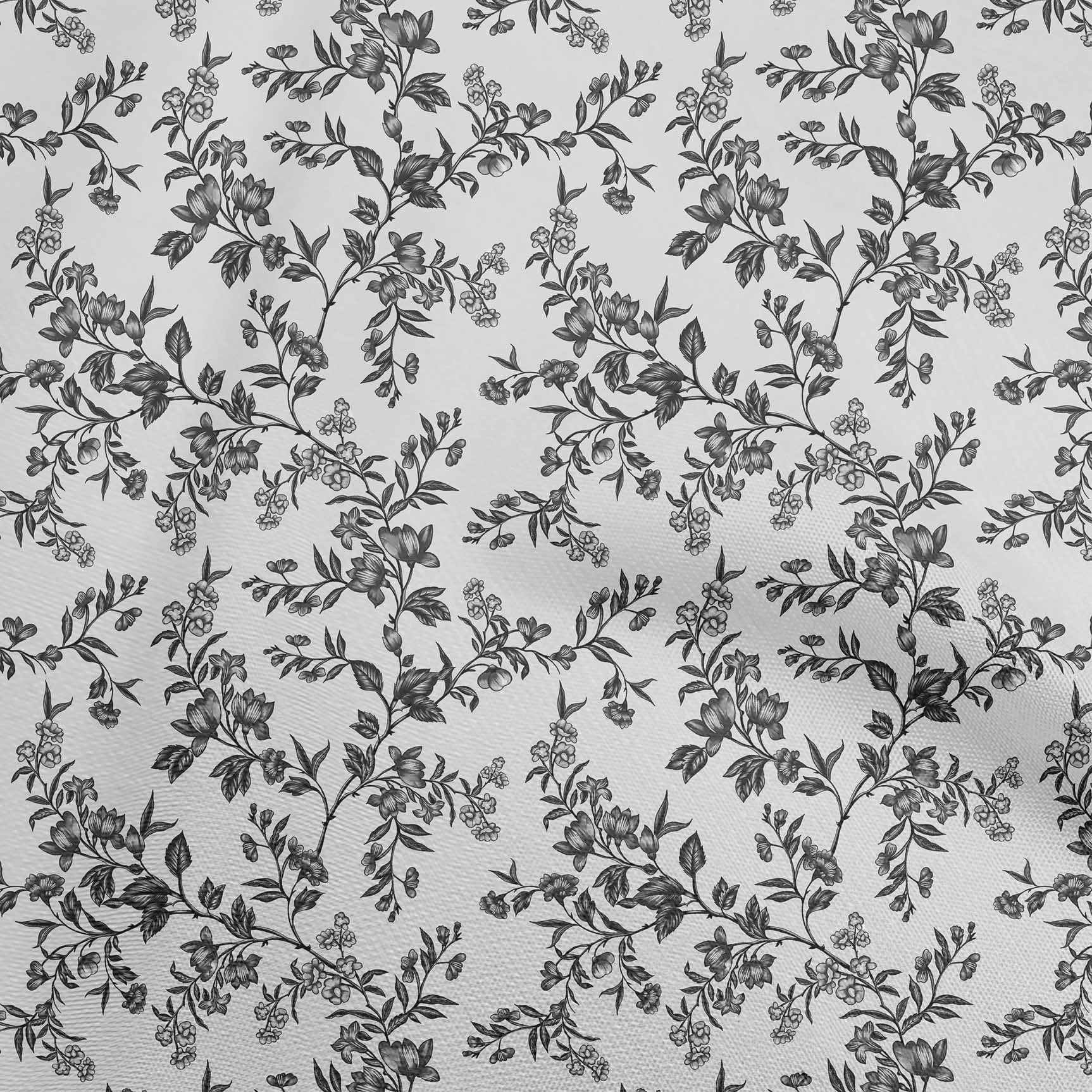 oneOone Cotton Poplin Light Gray Fabric Floral Fabric For Sewing ...