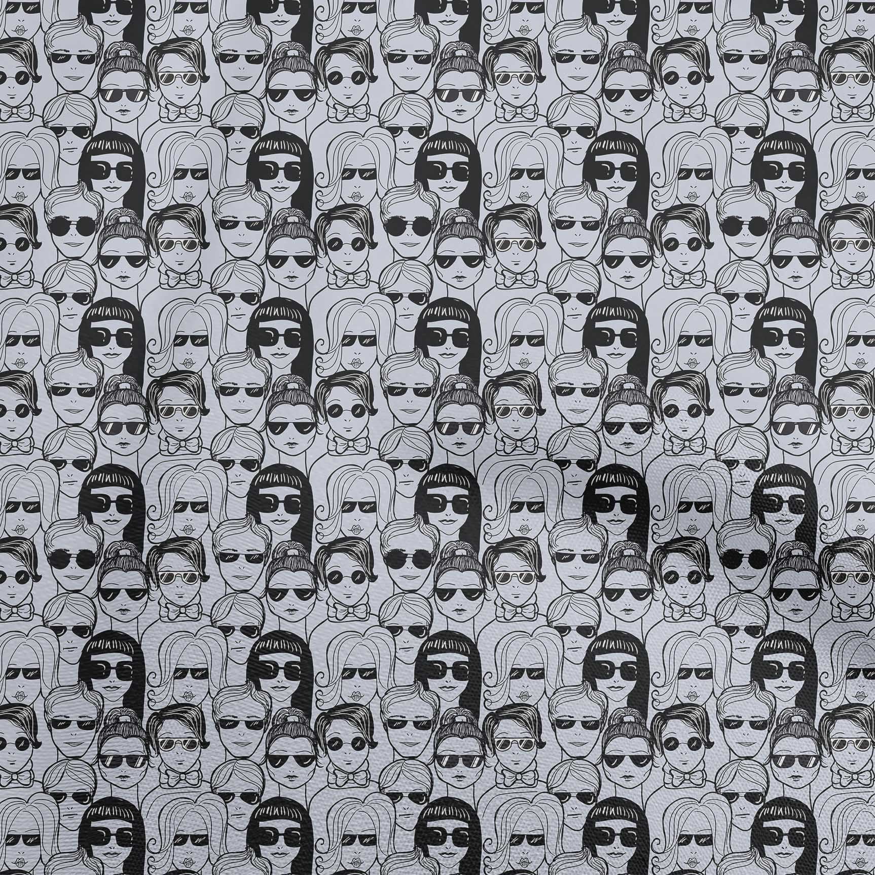 oneOone Cotton Poplin Light Gray Fabric People Doodle Art Diy Clothing ...