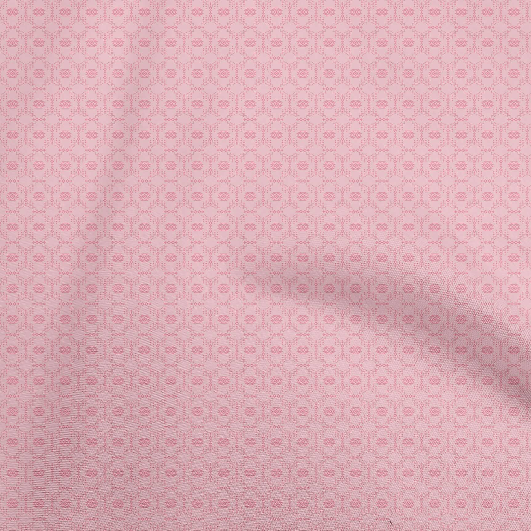 oneOone Cotton Poplin Light Pink Fabric Tribal Sewing Material Print ...