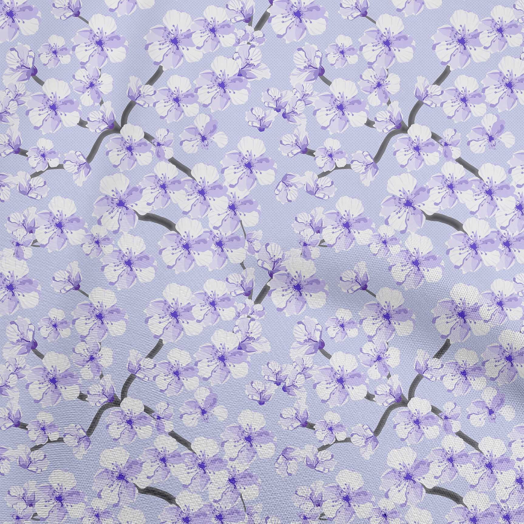 oneOone Cotton Poplin Light Purple Fabric Watercolor Floral Sewing ...