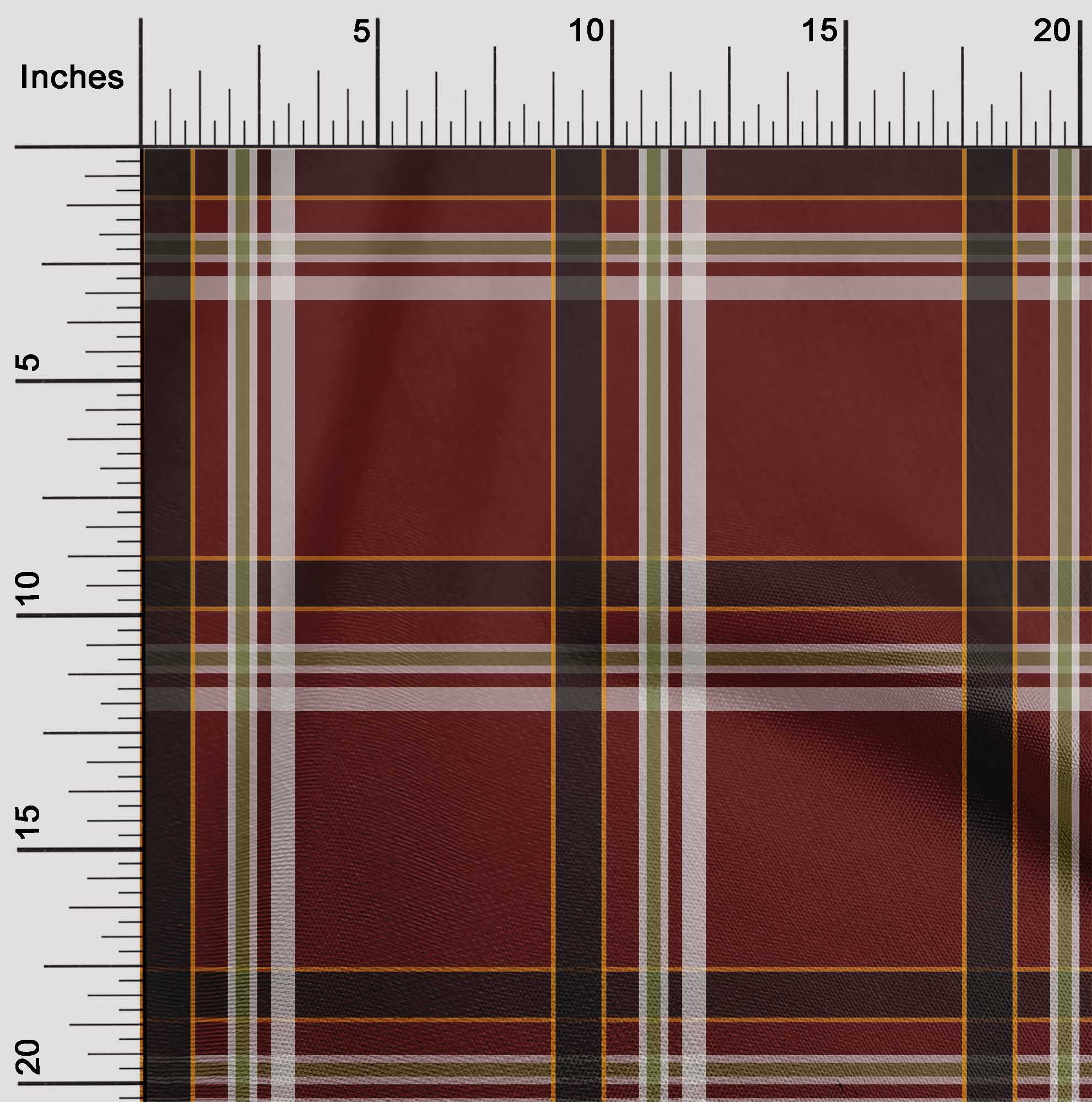 oneOone Cotton Poplin Maroon Fabric Madras Check Diy Clothing Quilting ...