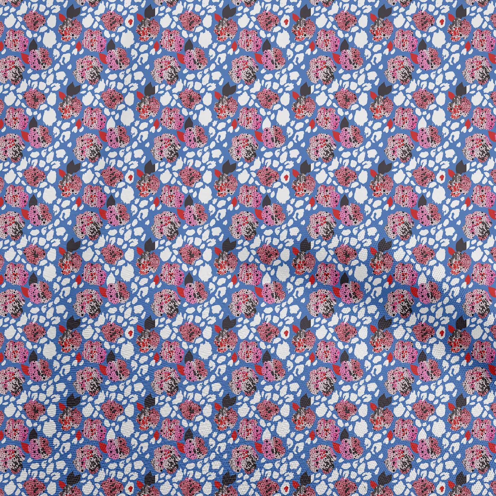 oneOone Cotton Poplin Medium Blue Fabric Texture Sewing Material Print ...
