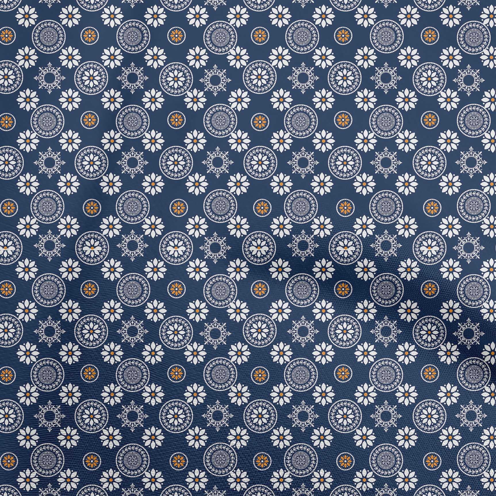 oneOone Cotton Poplin Navy Blue Fabric Block Fabric For Sewing Printed ...