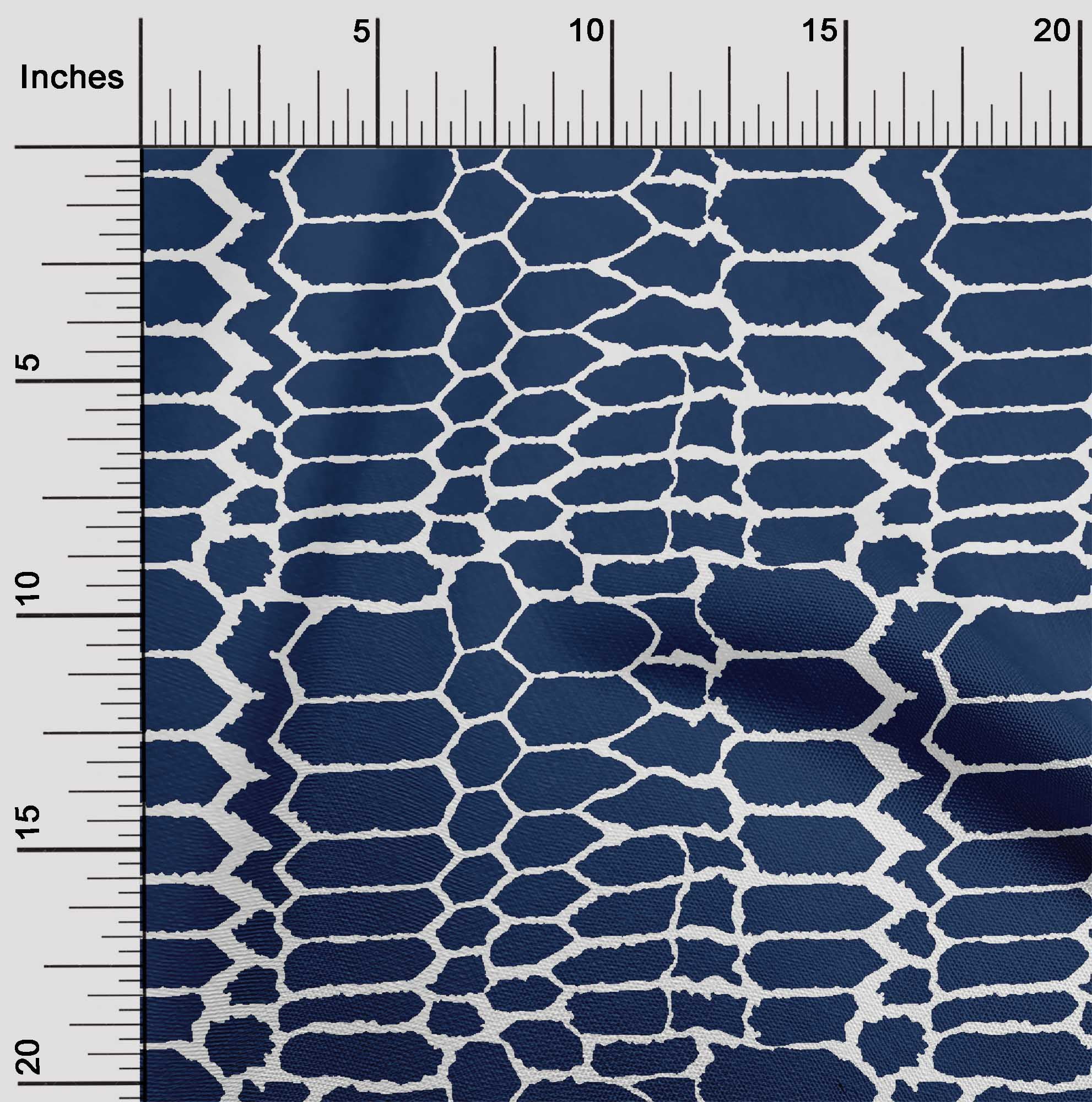 oneOone Cotton Poplin Blue Fabric Snake Animal Skin Sewing Fabric By ...