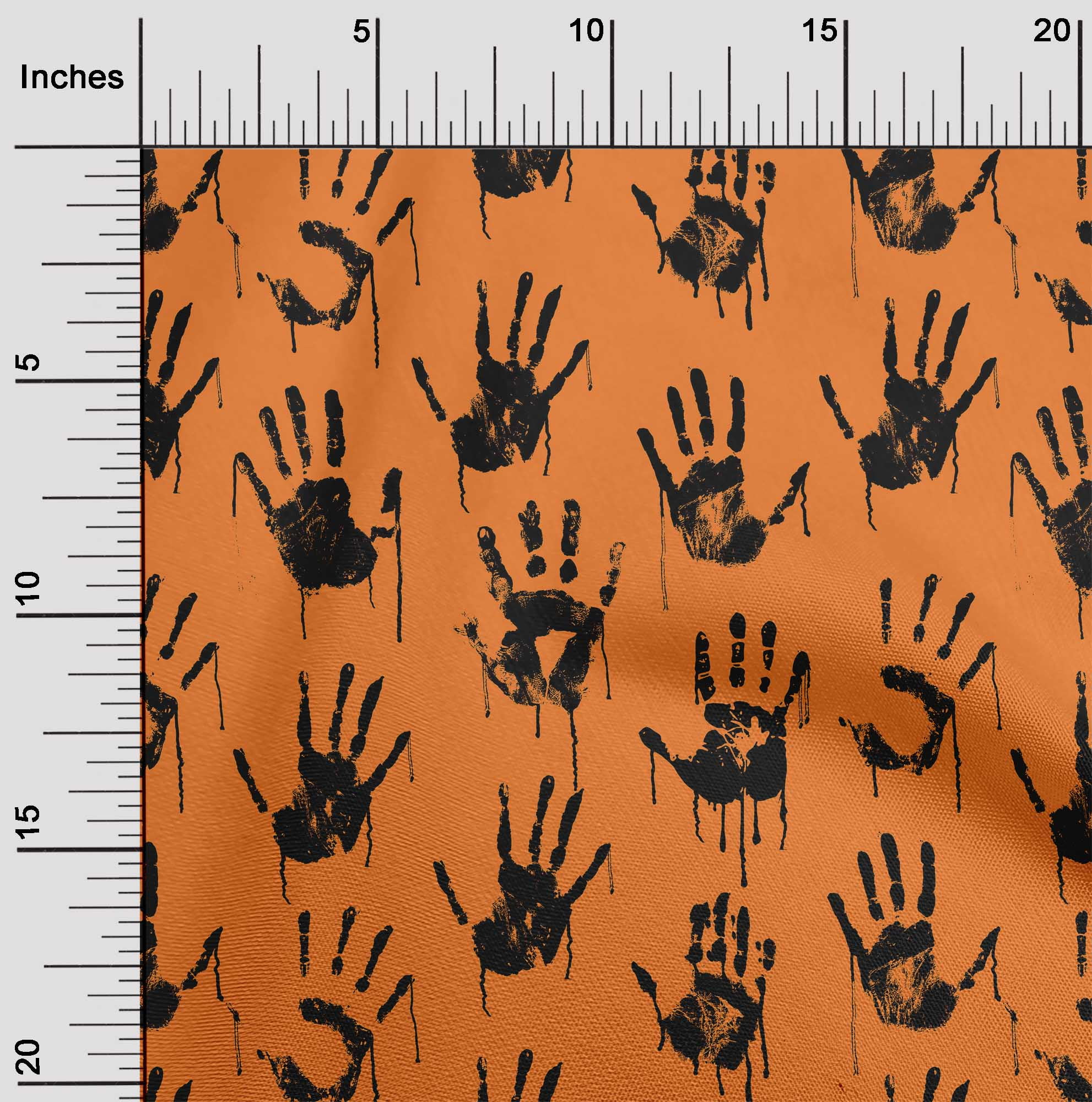 oneOone Cotton Poplin Orange Fabric Handprint Skull Craft Projects ...