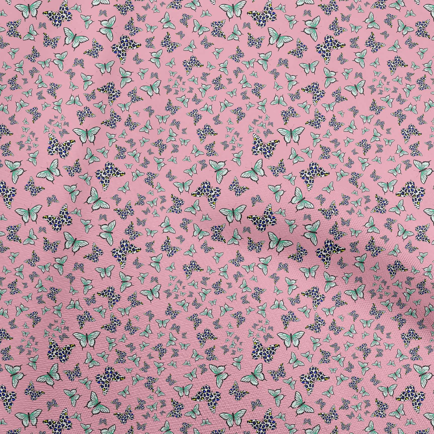 oneOone Cotton Poplin Pink Fabric Butterflies Fabric For Sewing Printed ...