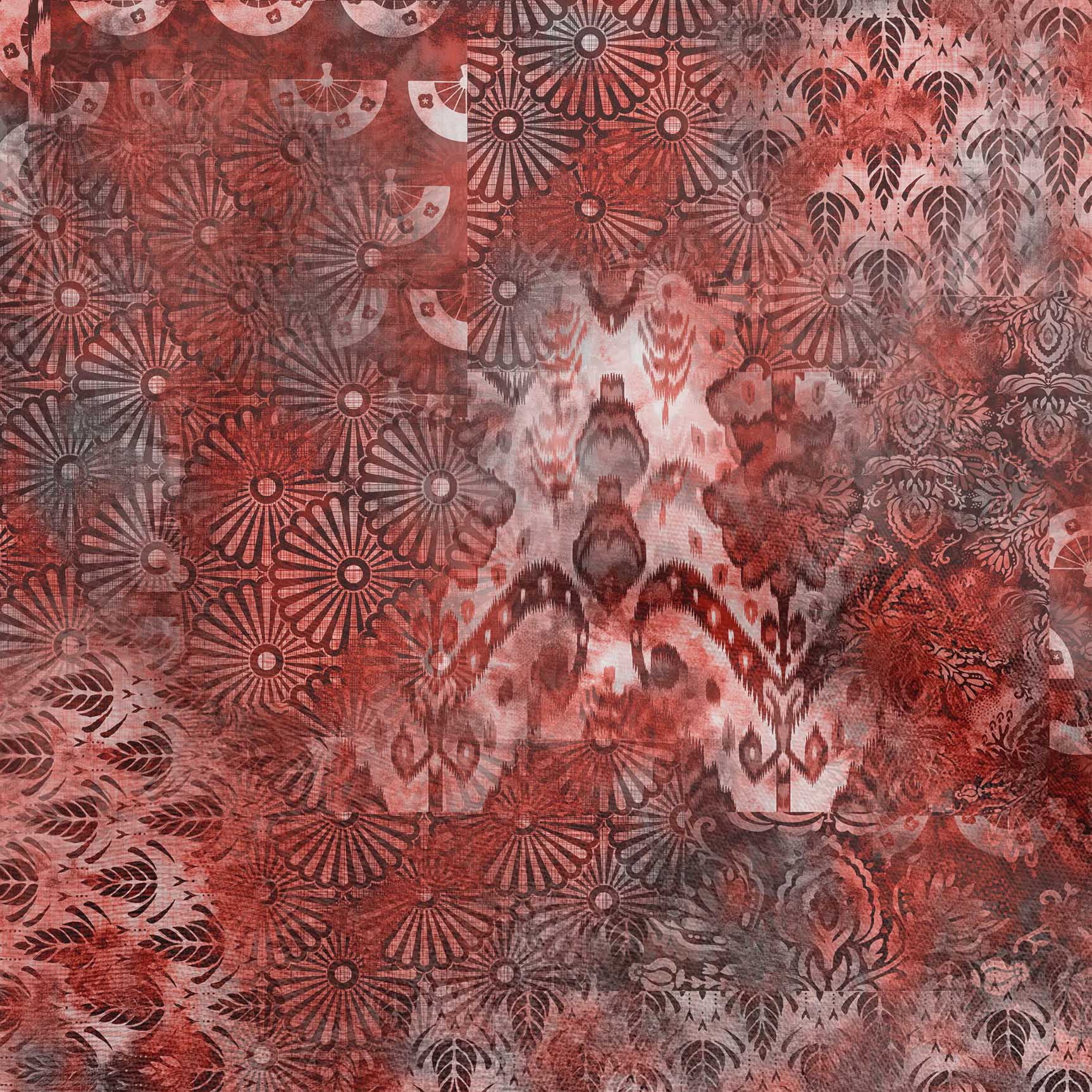oneOone Cotton Poplin Red Fabric Abstracts Dress Material Fabric Print ...