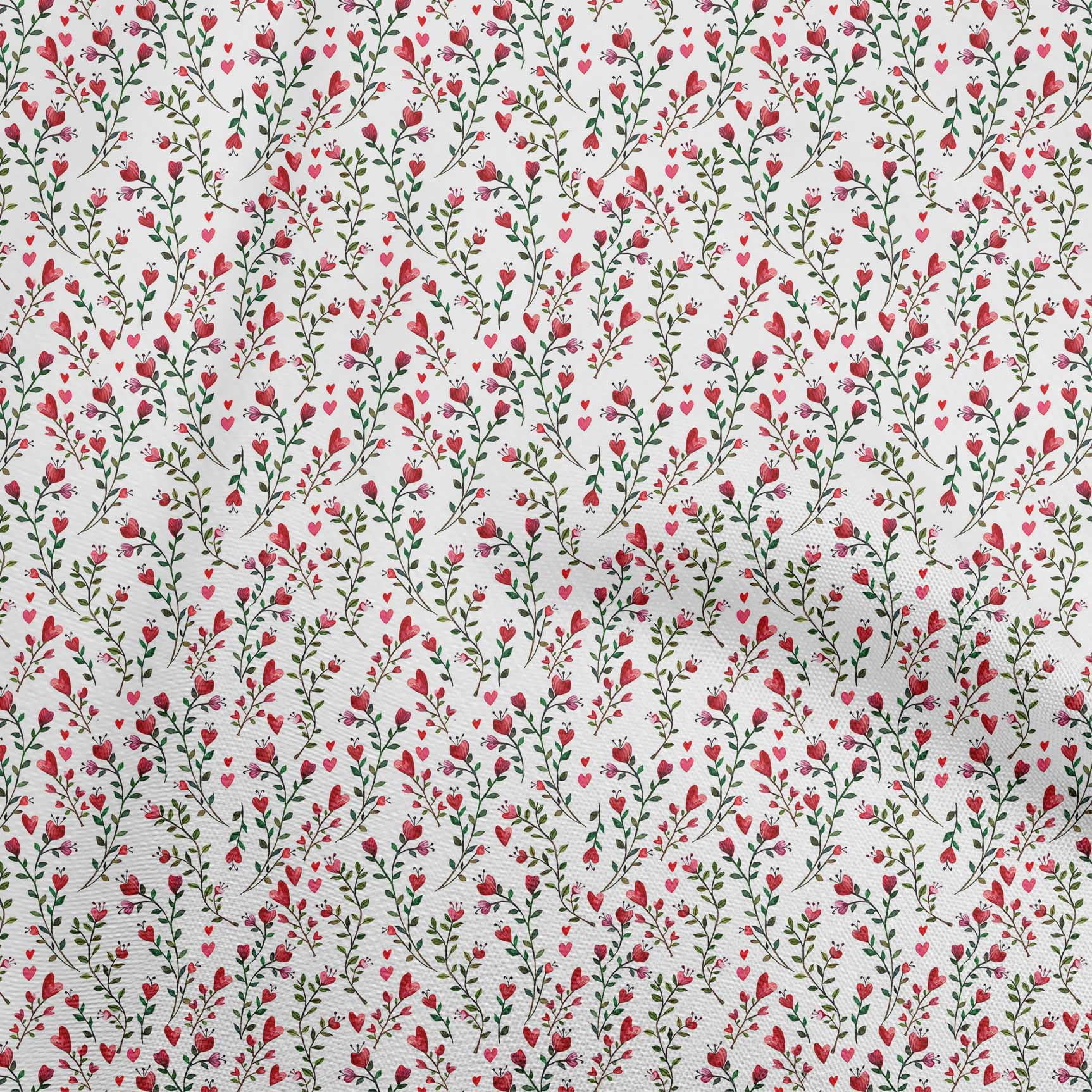 oneOone Cotton Poplin Red Fabric Leaves & Clover Quilting Supplies ...