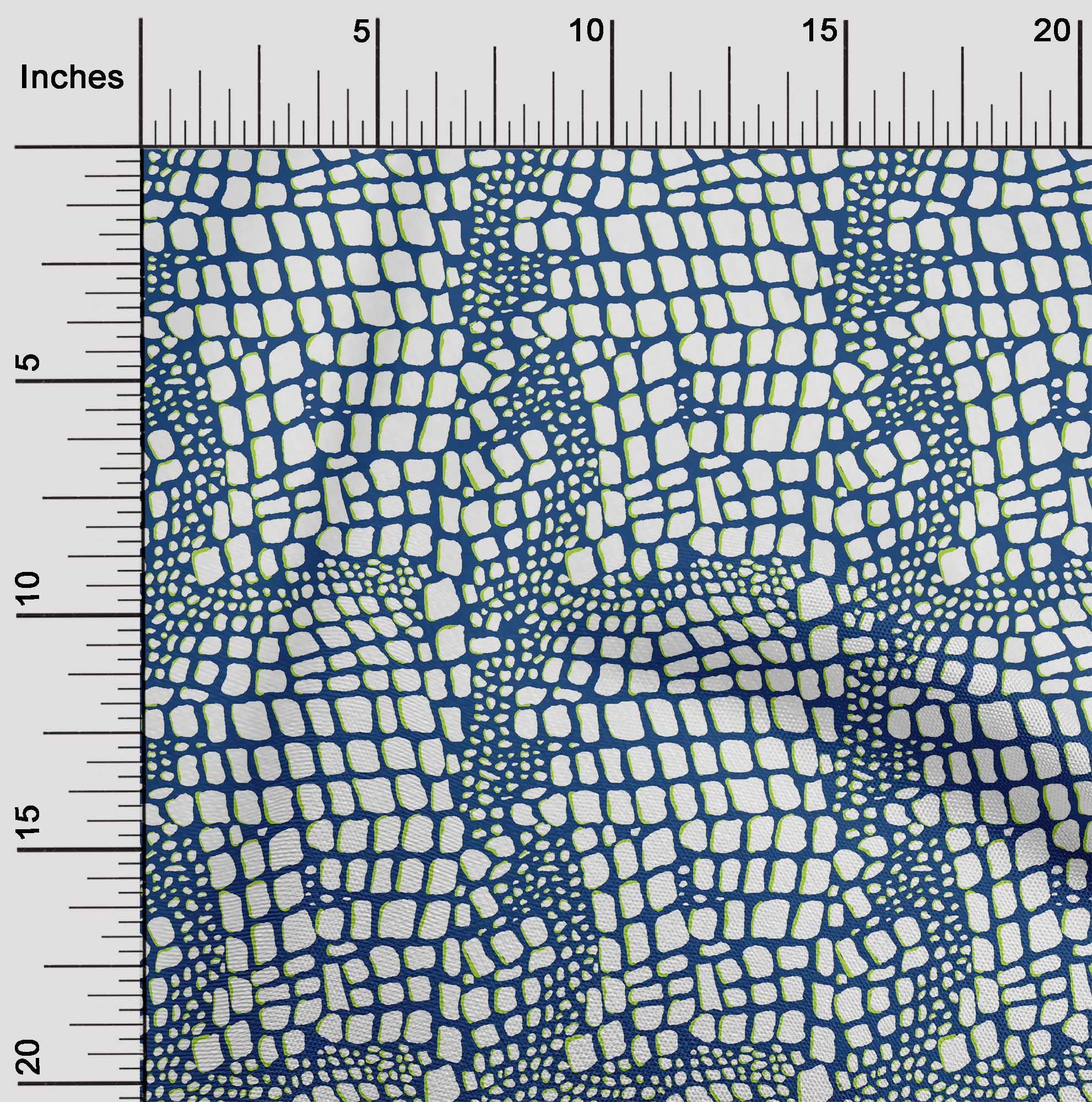 oneOone Cotton Poplin Twill Royal Blue Fabric Snake Animal Skin ...