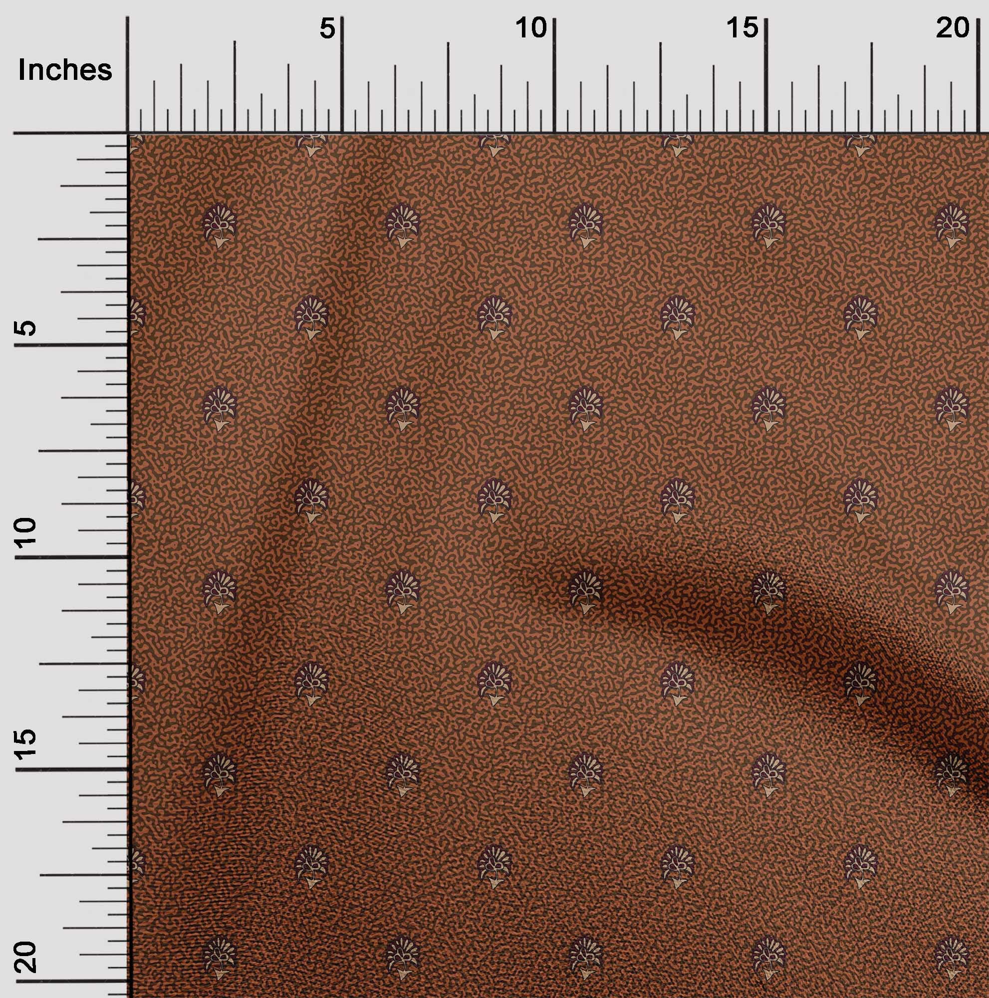 oneOone Cotton Poplin Twill Rust Brown Fabric Texture & Floral Block ...