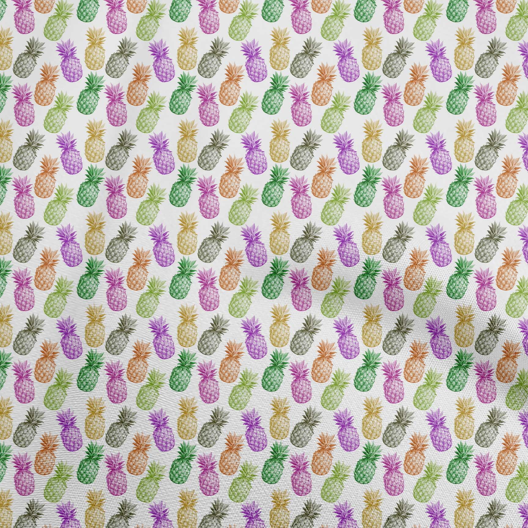oneOone Cotton Poplin White Fabric Pineapple Sewing Material Print ...