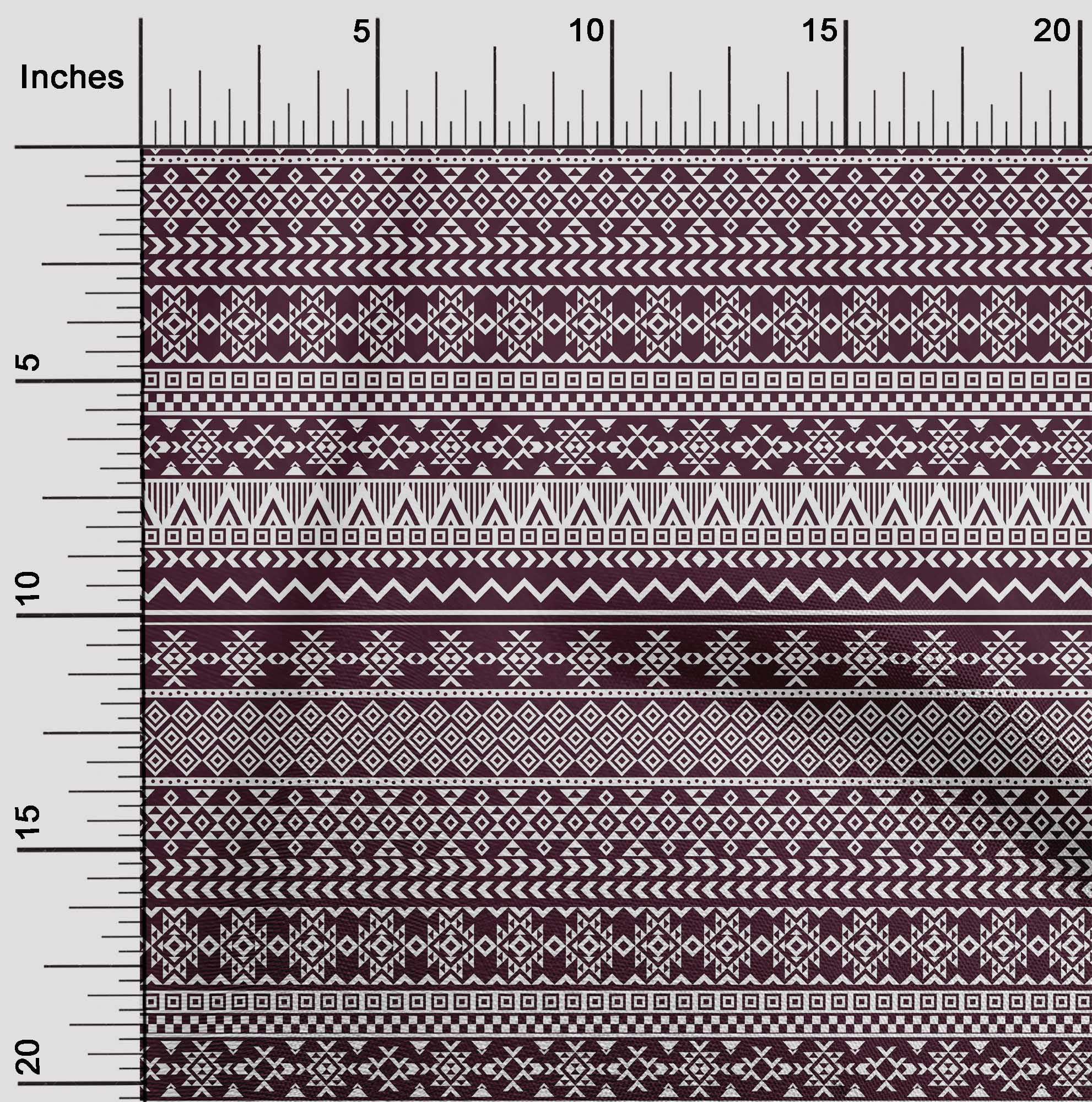oneOone Cotton Poplin Wine Fabric Aztec Tribal Sewing Material Print ...