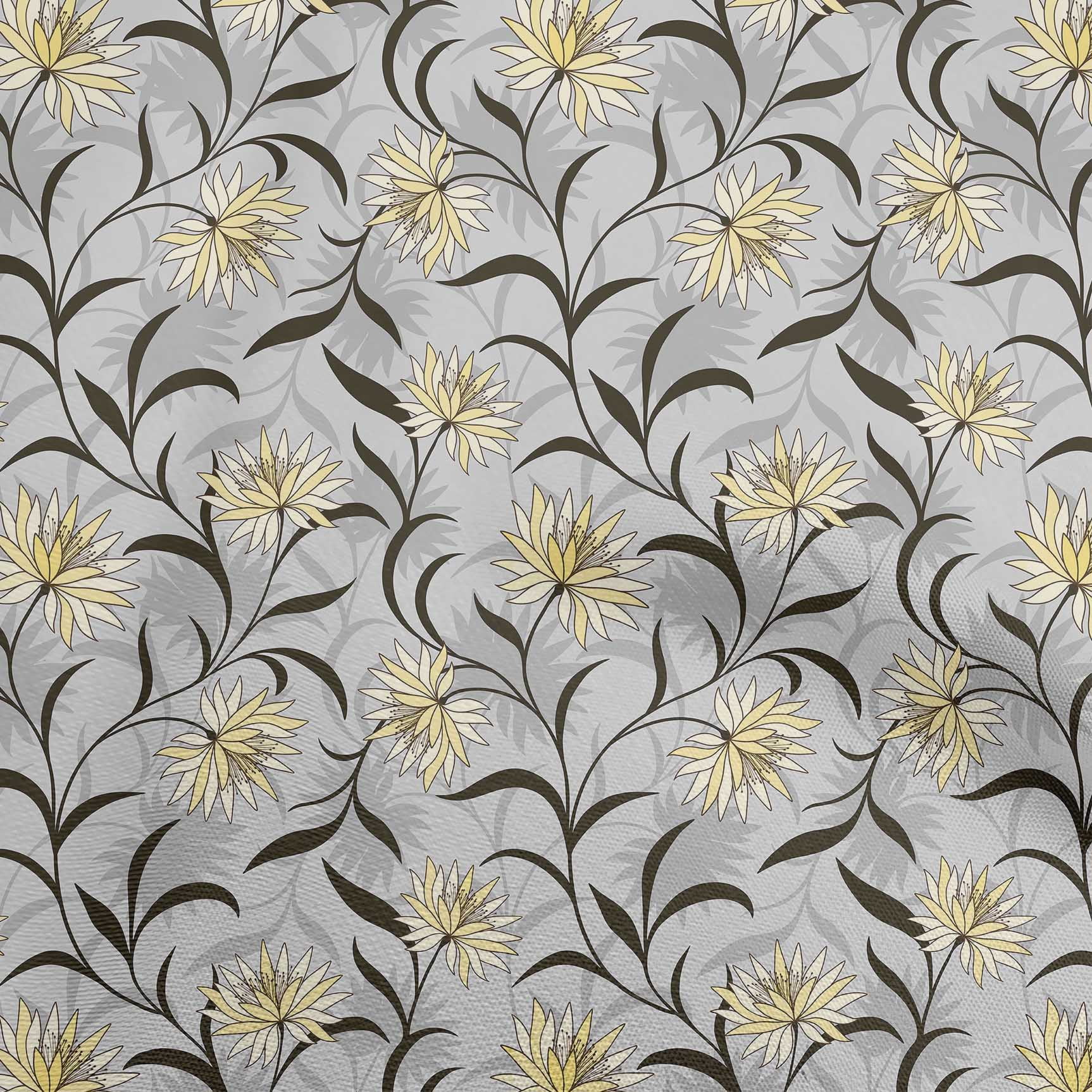 oneOone Cotton Poplin Yellow Fabric Floral Retro Diy Clothing Quilting ...