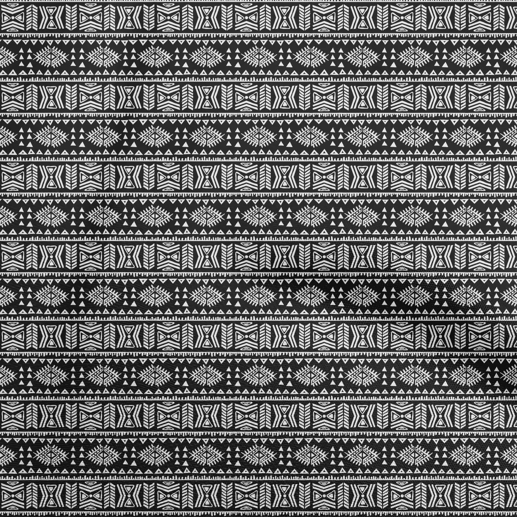 oneOone Cotton Silk Black Fabric Tribal Sewing Material Print Fabric By ...