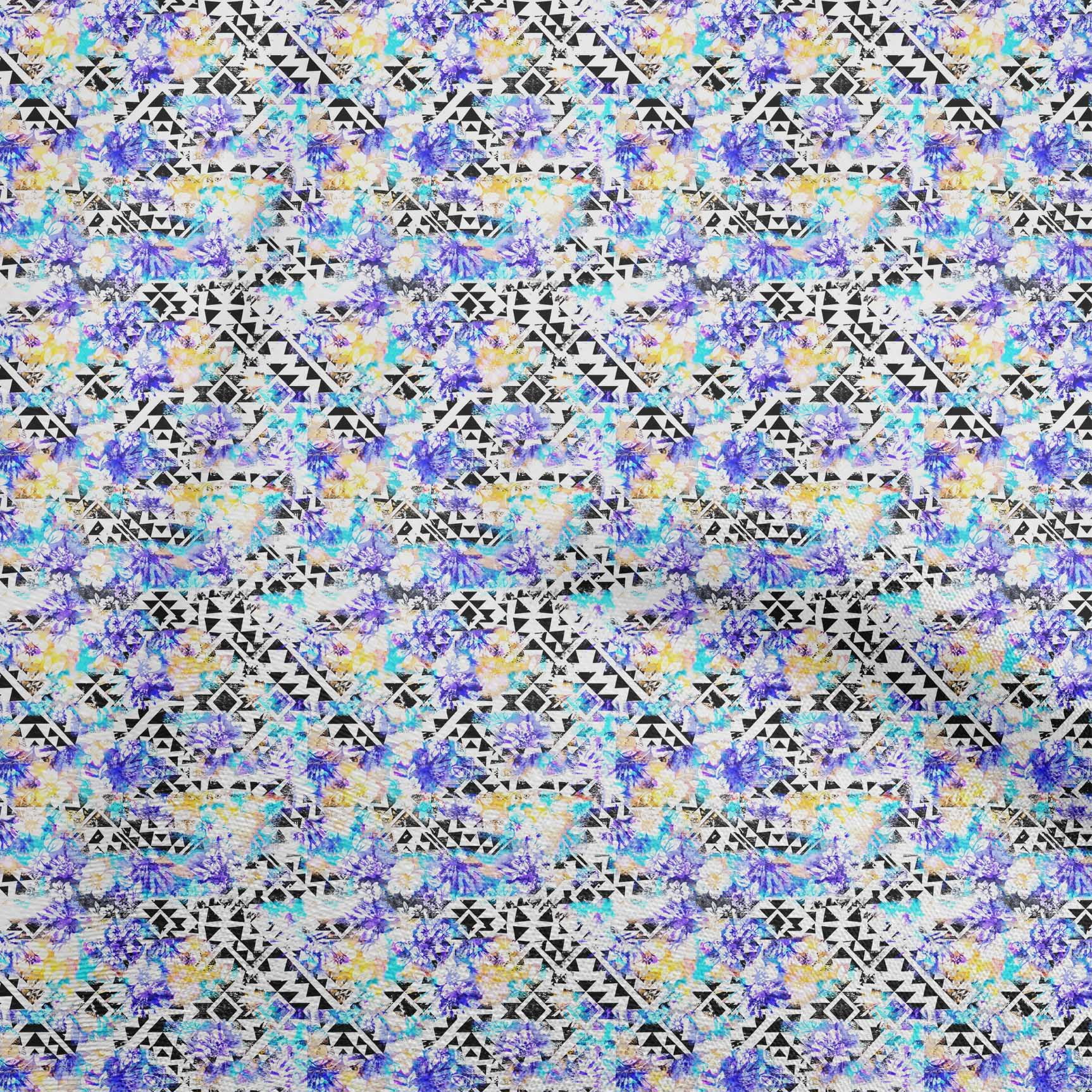 oneOone Cotton Silk Black Fabric Tribal Sewing Material Print Fabric By ...