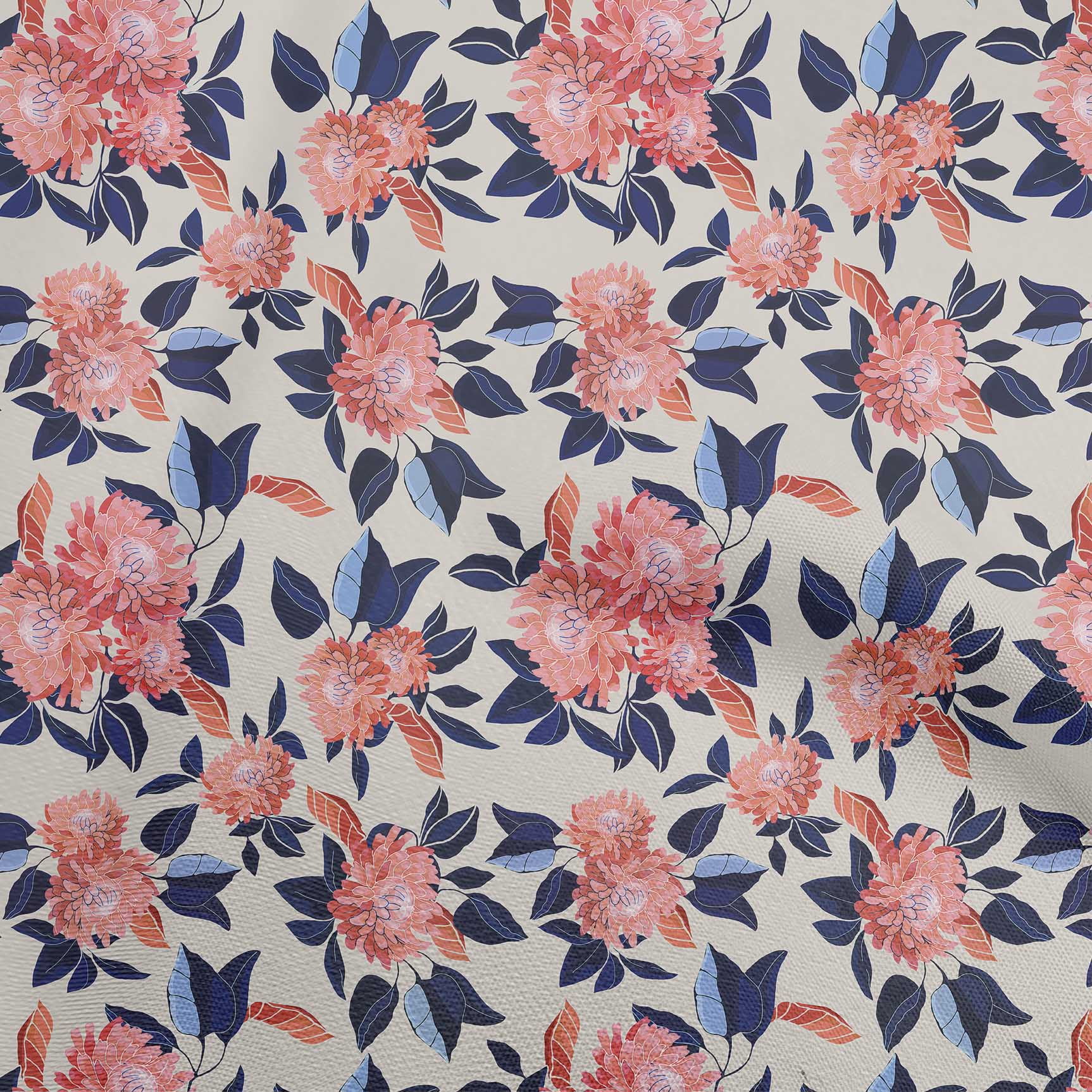 oneOone Cotton Silk Dark Beige Fabric Floral Sewing Craft Projects ...