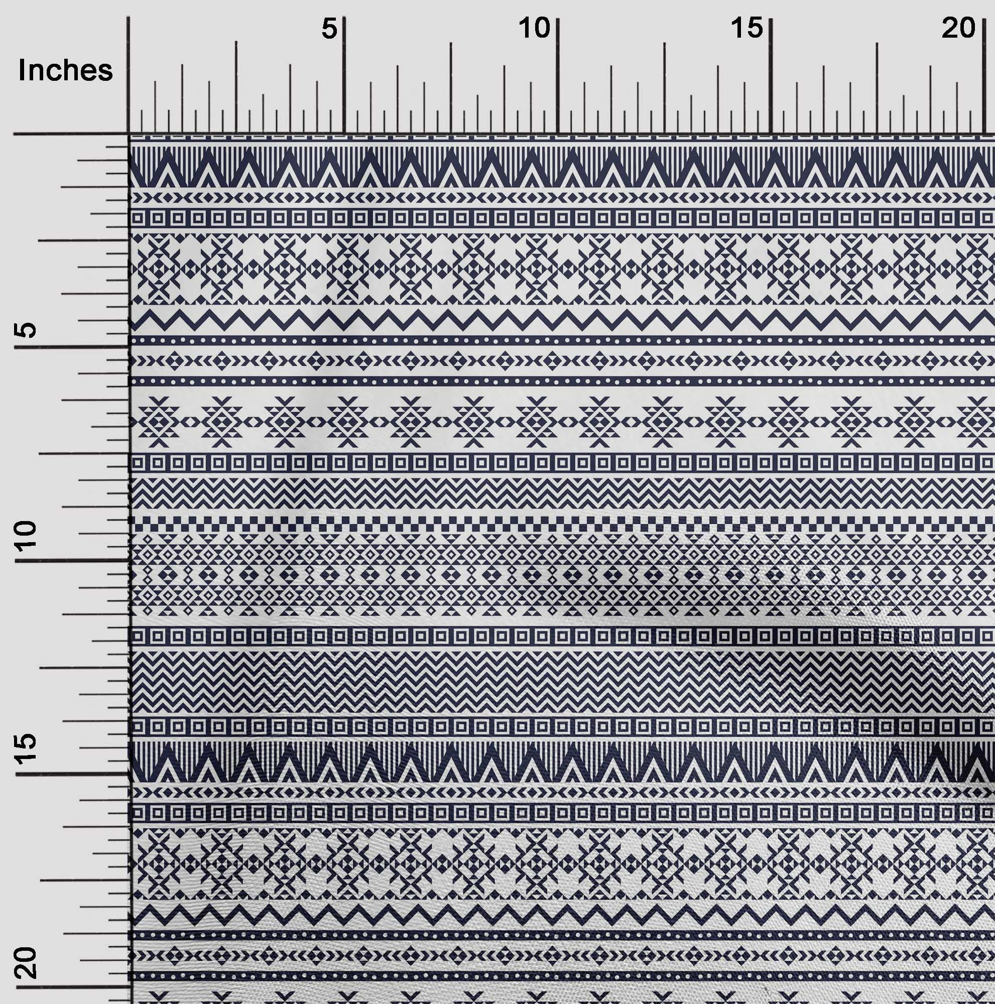 oneOone Cotton Silk Dark Navy Blue Fabric Aztec Tribal Sewing Fabric By ...