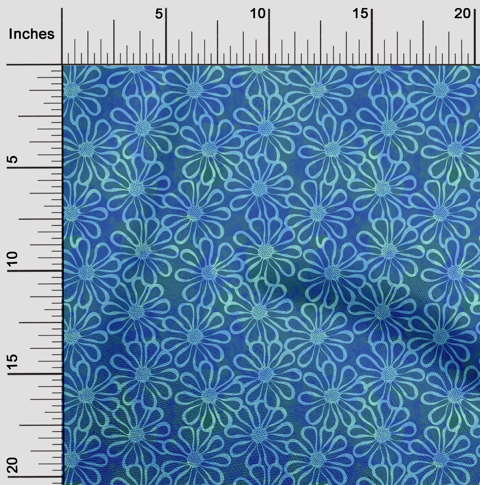 oneOone Cotton Silk Dark Teal Blue Fabric Batik Sewing Material Print ...