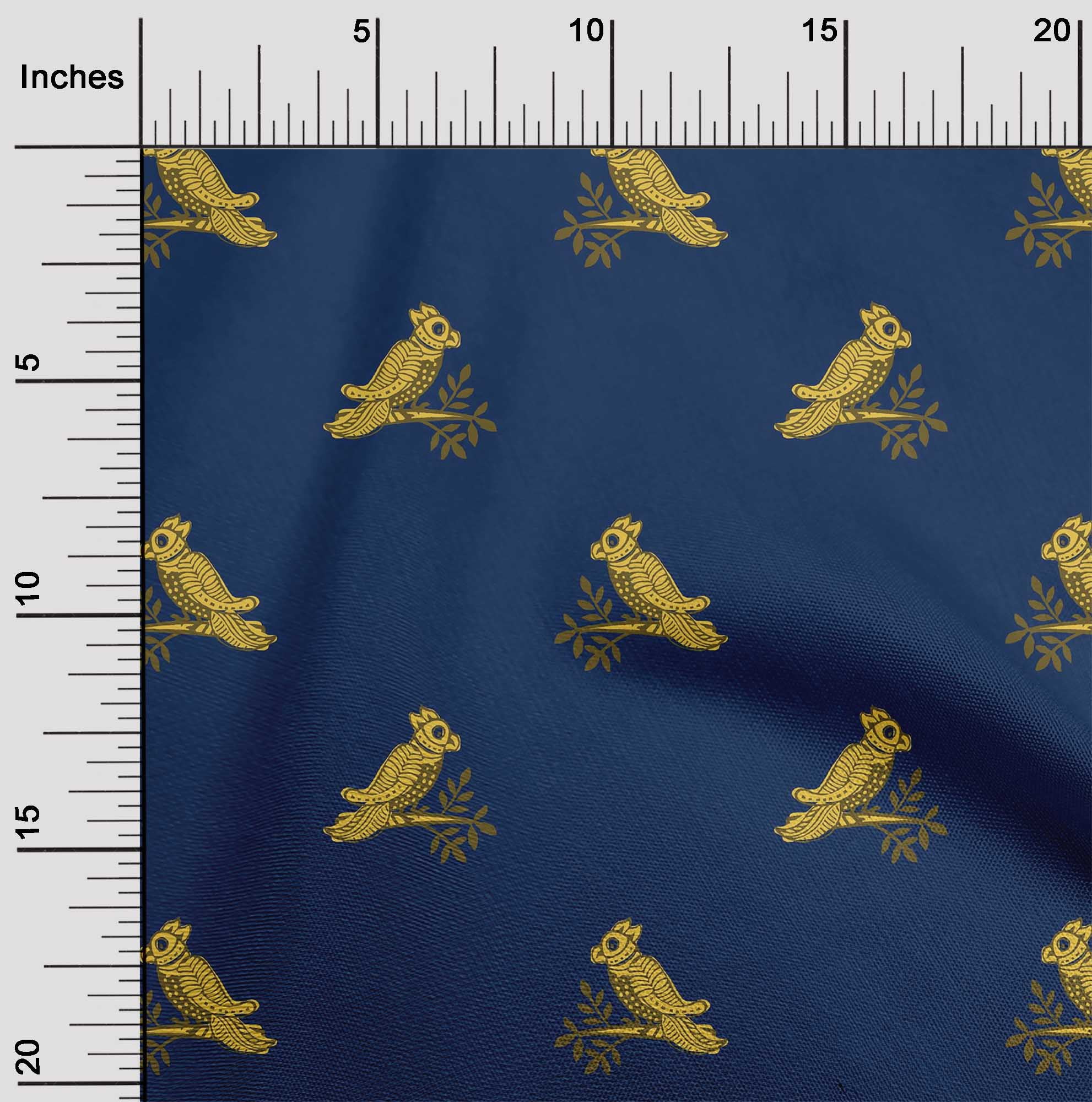 oneOone Cotton Silk Fabric Bird Block Print Fabric BTY 42 Inch Wide ...