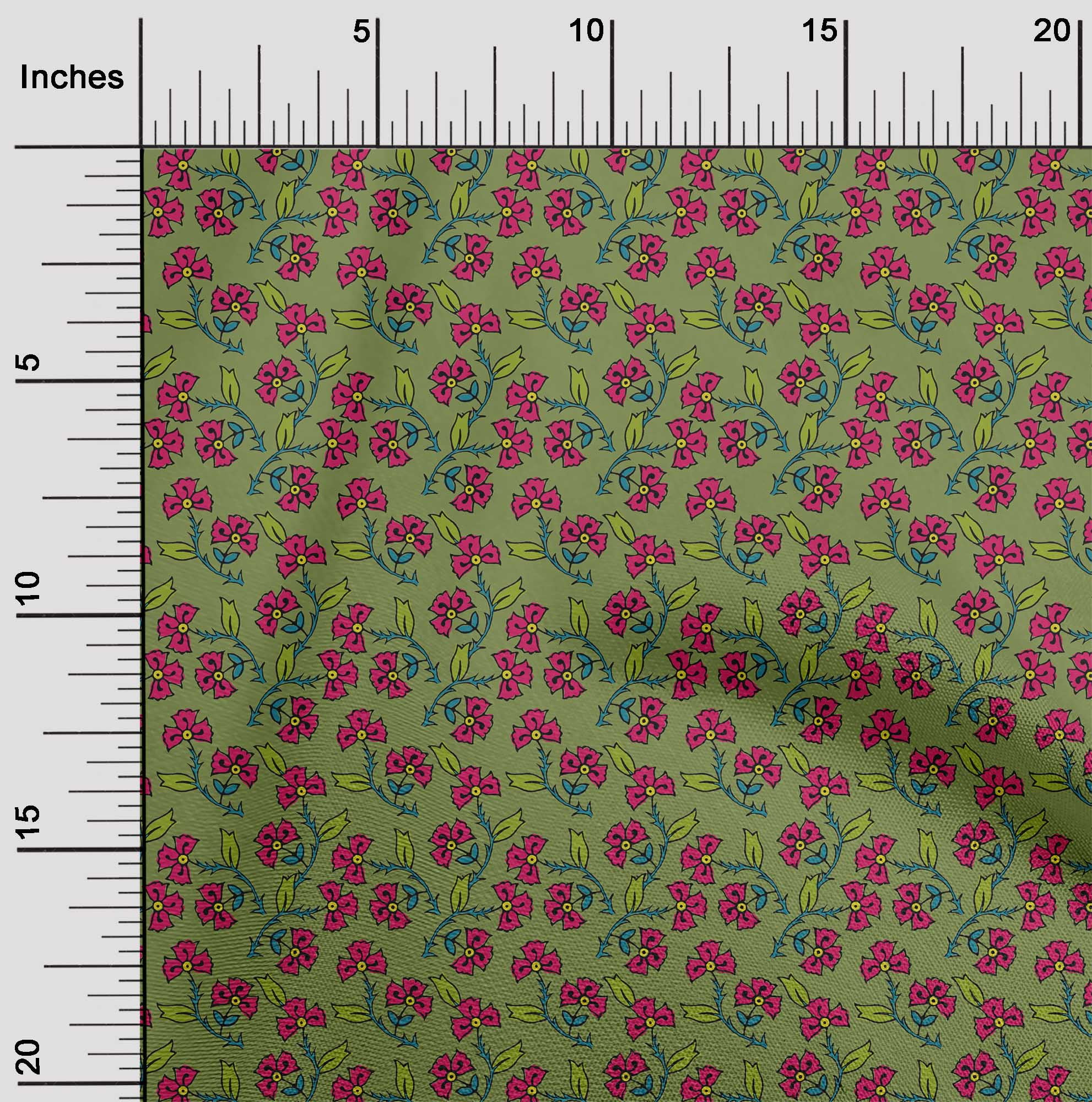oneOone Cotton Silk Fabric Leaves & Floral Block Print Fabric By The ...