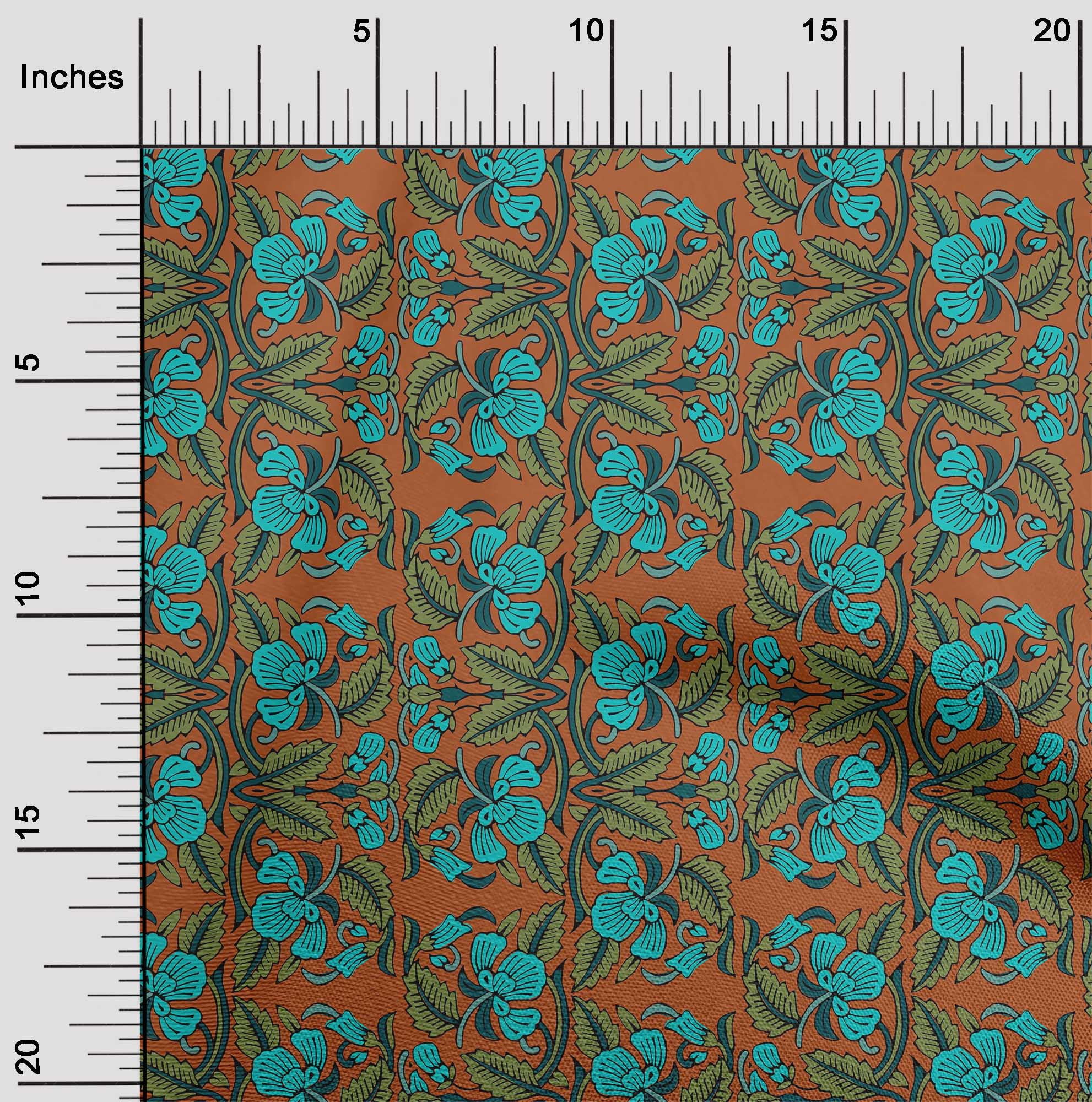 oneOone Cotton Silk Fabric Leaves & Floral Block Print Fabric By The ...