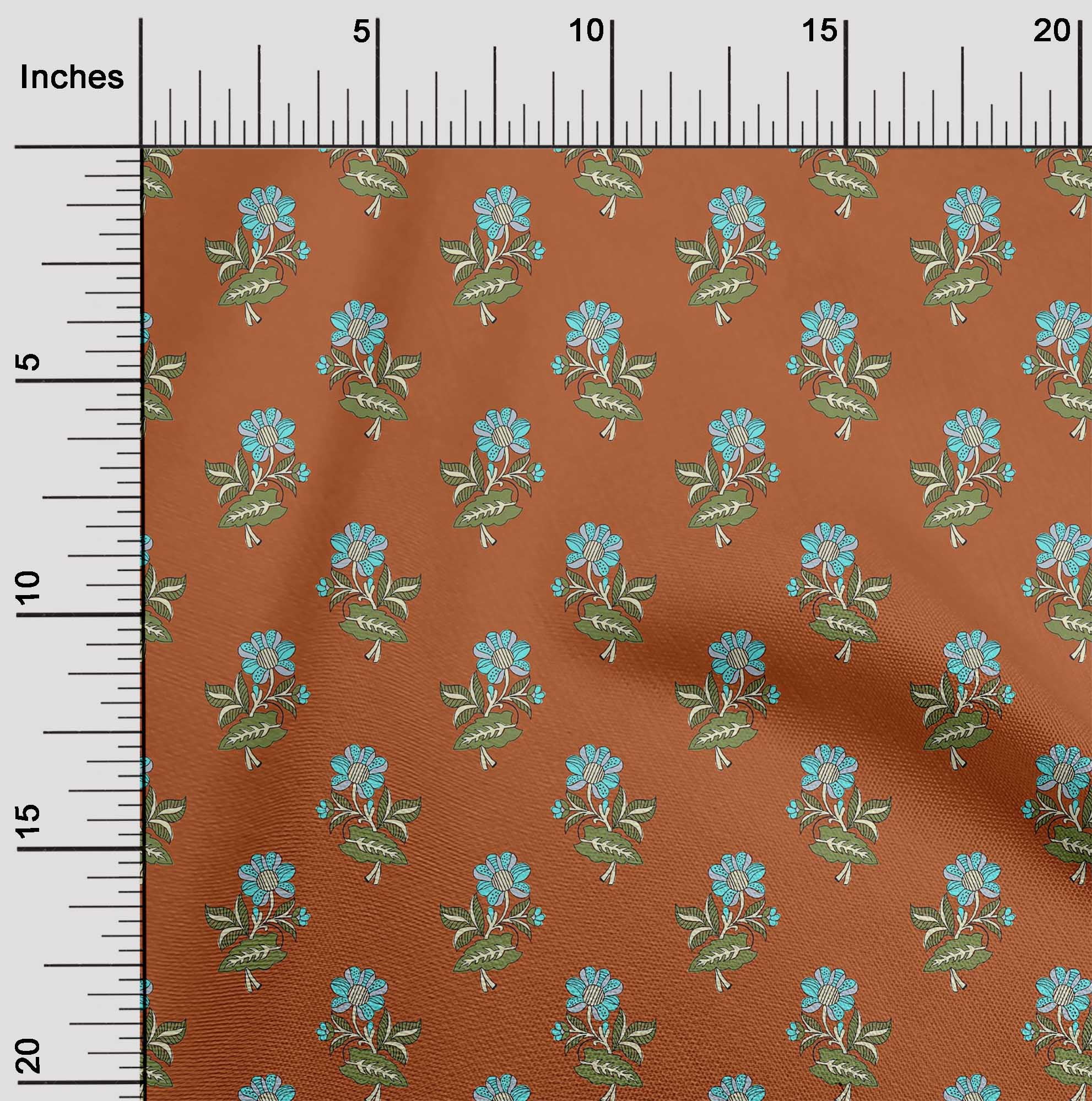 oneOone Cotton Silk Fabric Leaves & Floral Block Print Fabric By Yard ...