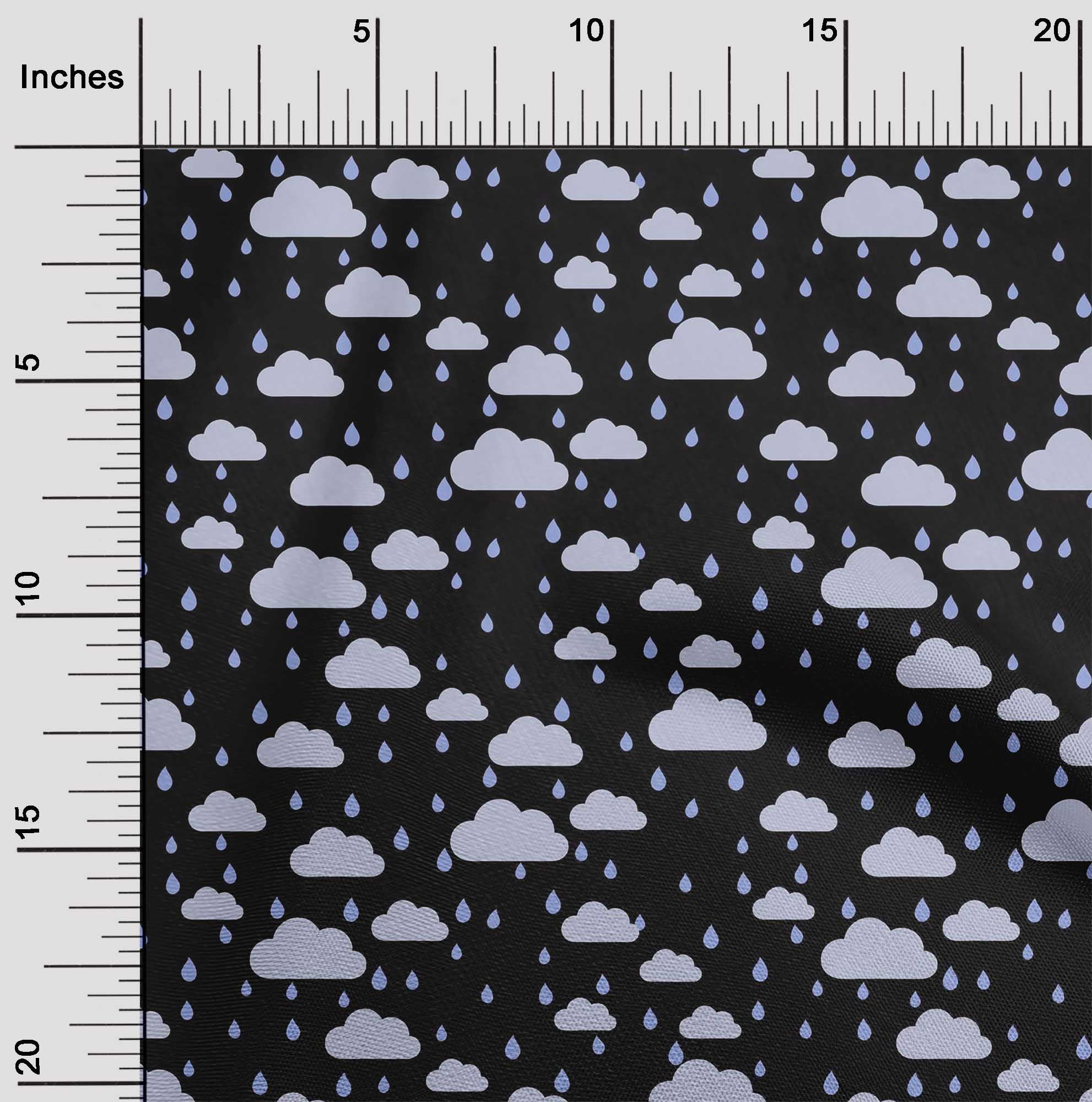 oneOone Cotton Silk Fabric Raindrop & Clouds Nature Fabric Prints by ...
