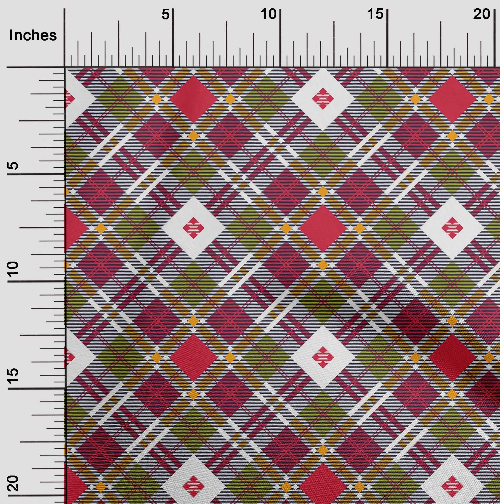 oneOone Cotton Silk Fabric Tartan Check Print Fabric By The Yard 42 ...