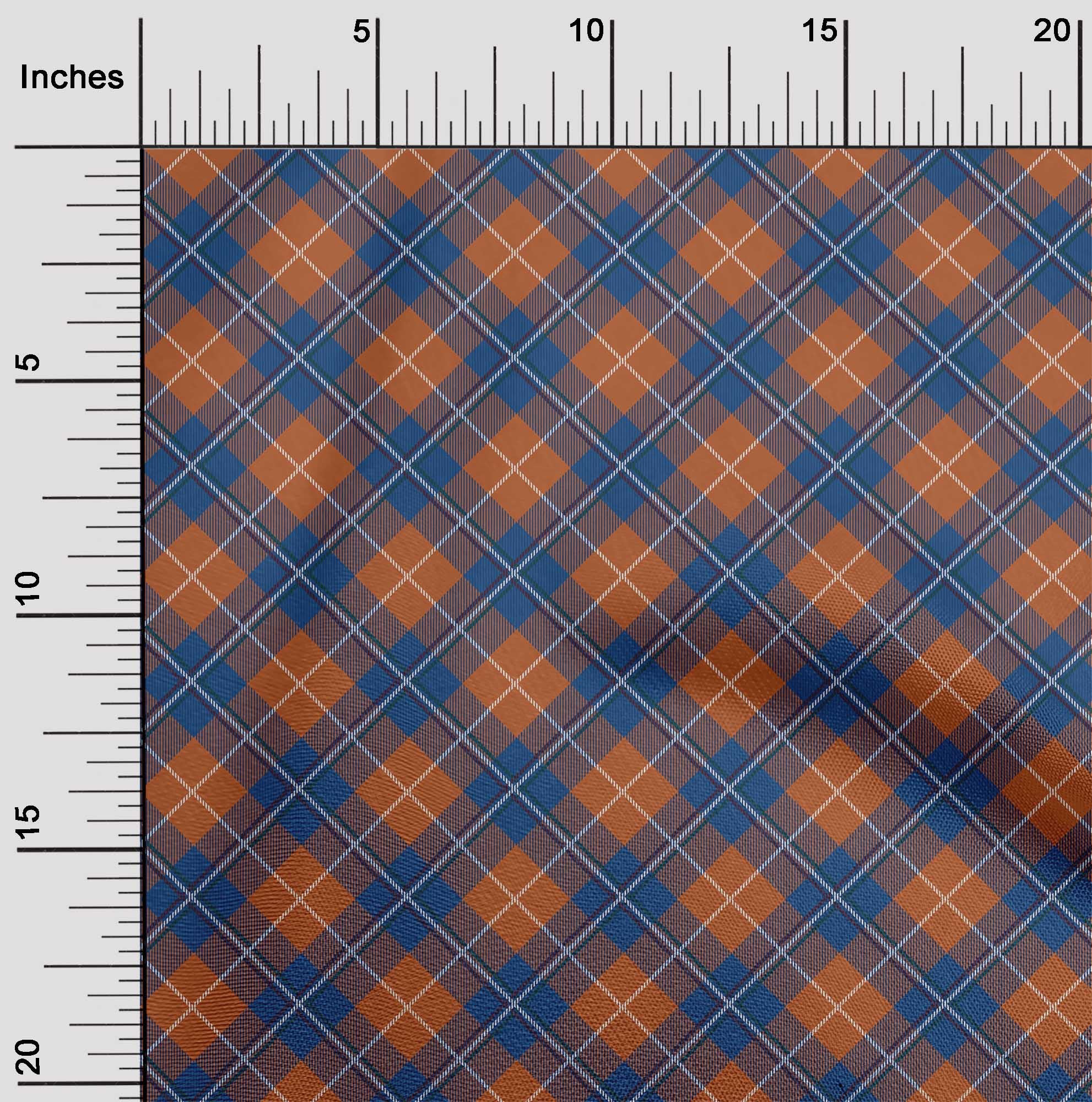 oneOone Cotton Silk Fabric Tartan Check Print Fabric By Yard 42 Inch ...