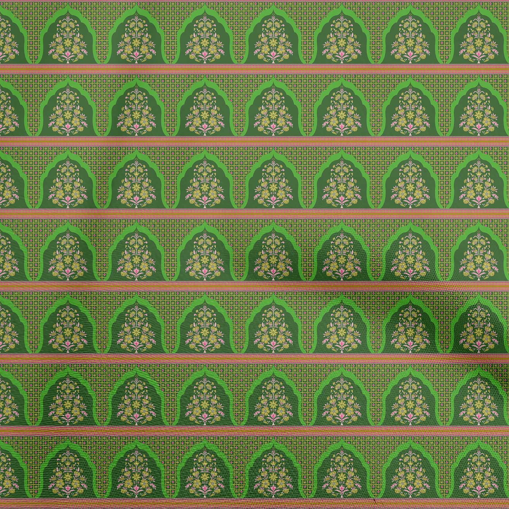 oneOone Cotton Silk Green Fabric Arabic Moroccan Dress Material Fabric ...