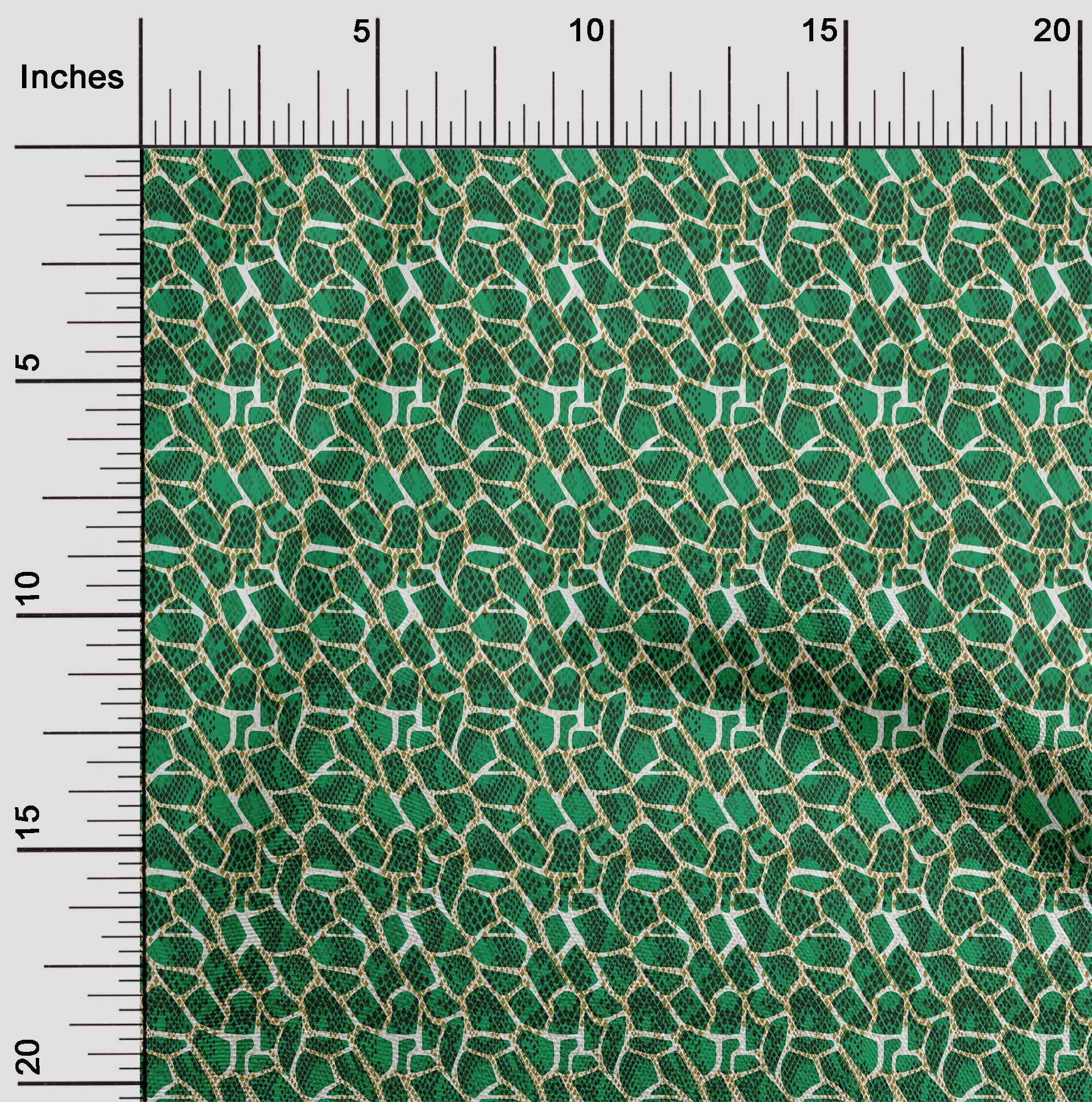 oneOone Cotton Silk Green Fabric Snake & Giraffe Animal Skin Quilting ...