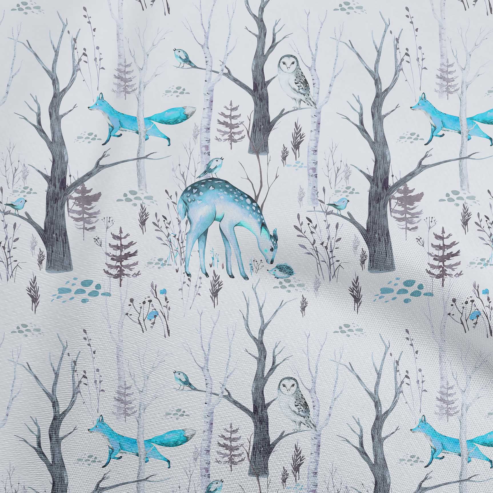 oneOone Cotton Silk Light Blue Fabric Deer Dress Material Fabric Print ...