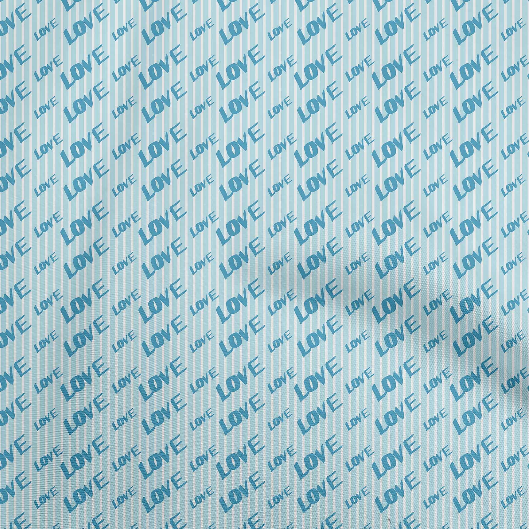 oneOone Cotton Silk Light Blue Fabric Writing Font Sewing Material ...