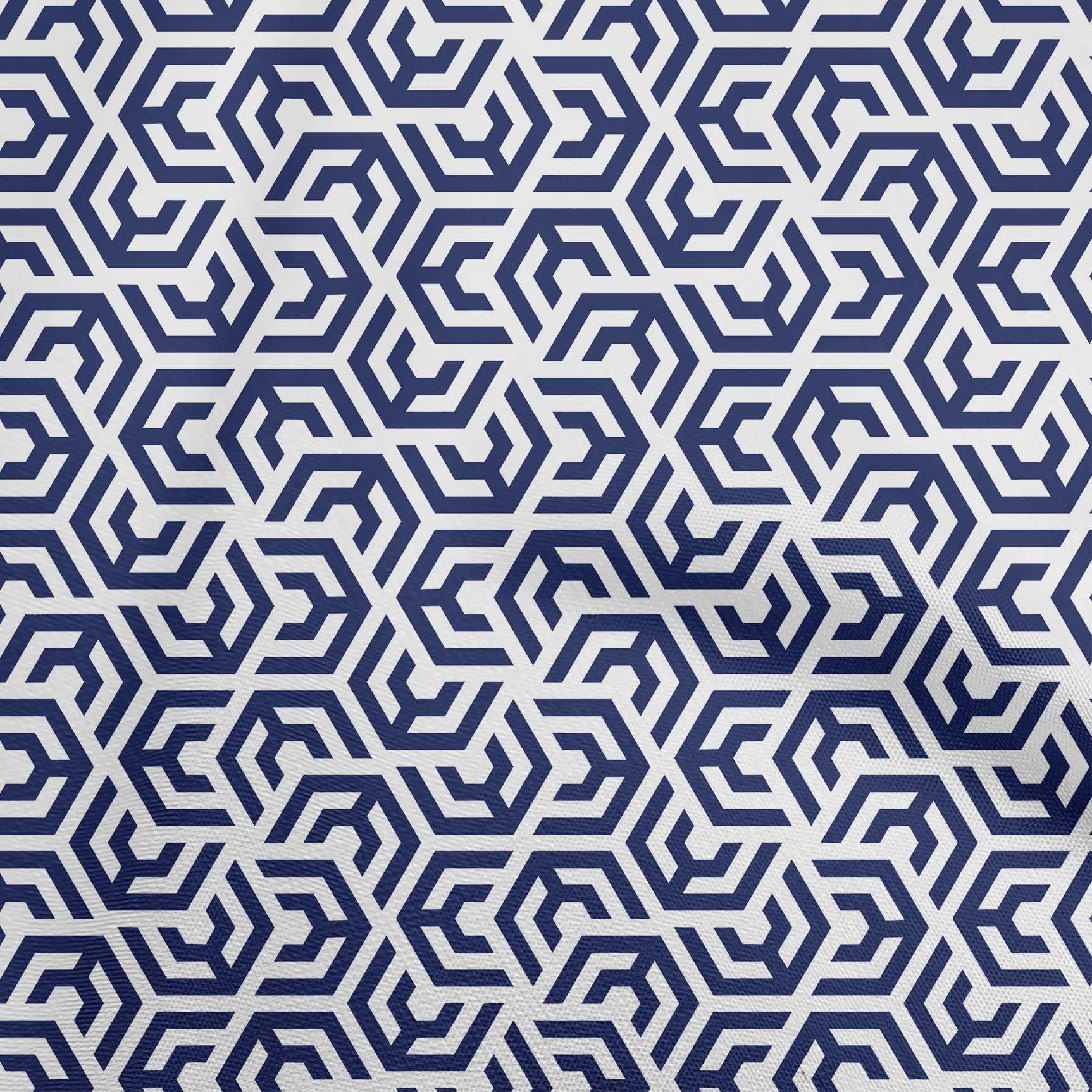 oneOone Cotton Silk Navy Blue Fabric Geometric Fabric For Sewing ...