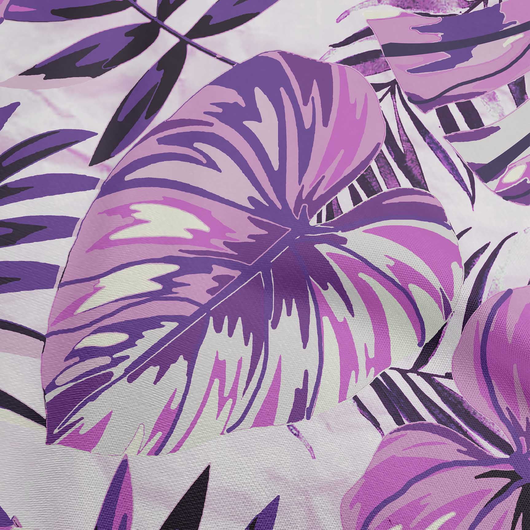 oneOone Cotton Silk Purple Fabric Tropical Leaf With Texture Sewing ...