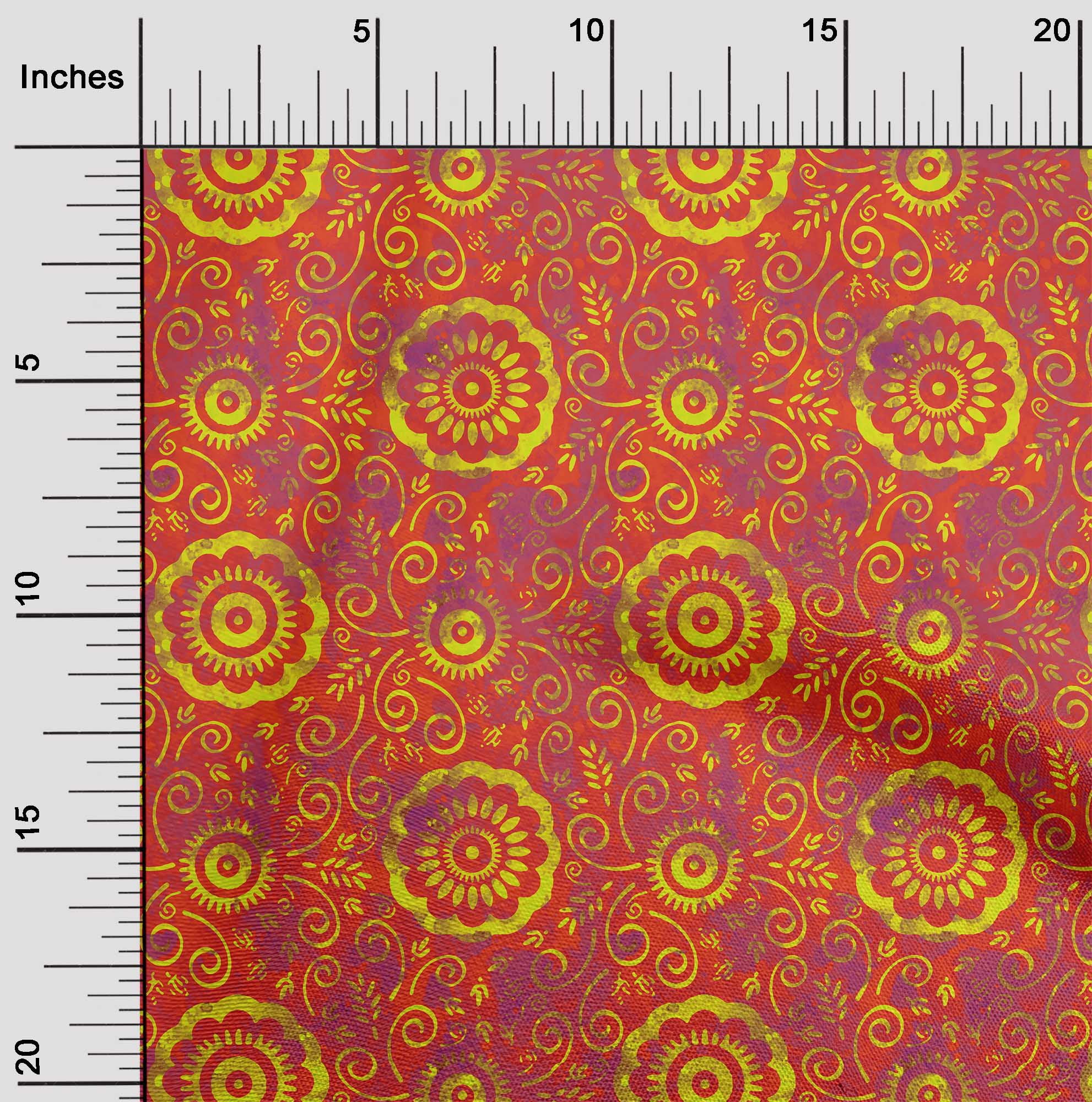 oneOone Cotton Silk Red Fabric Batik Sewing Fabric By The Yard Printed ...