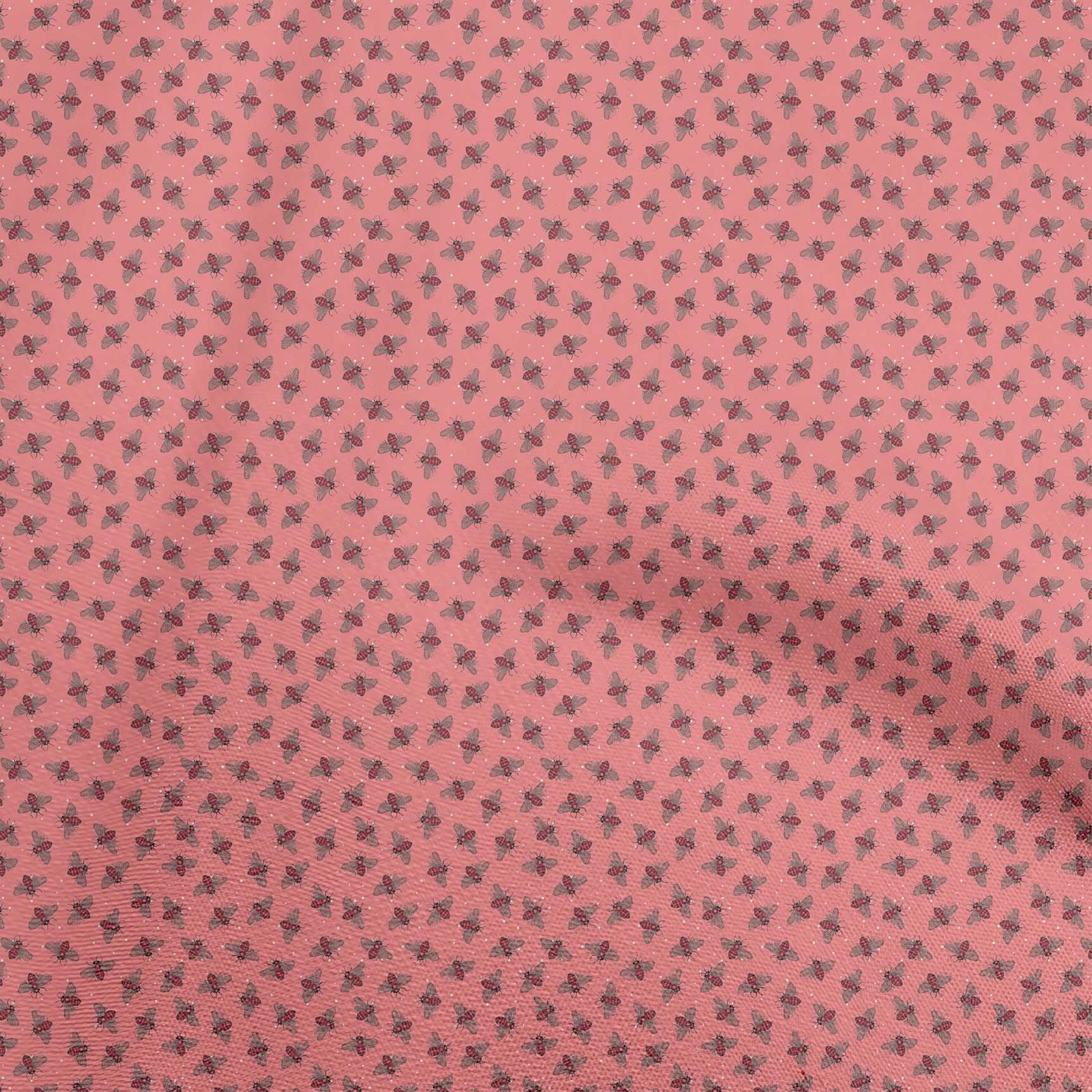 oneOone Cotton Silk Red Fabric Honey Bees Diy Clothing Quilting Fabric ...