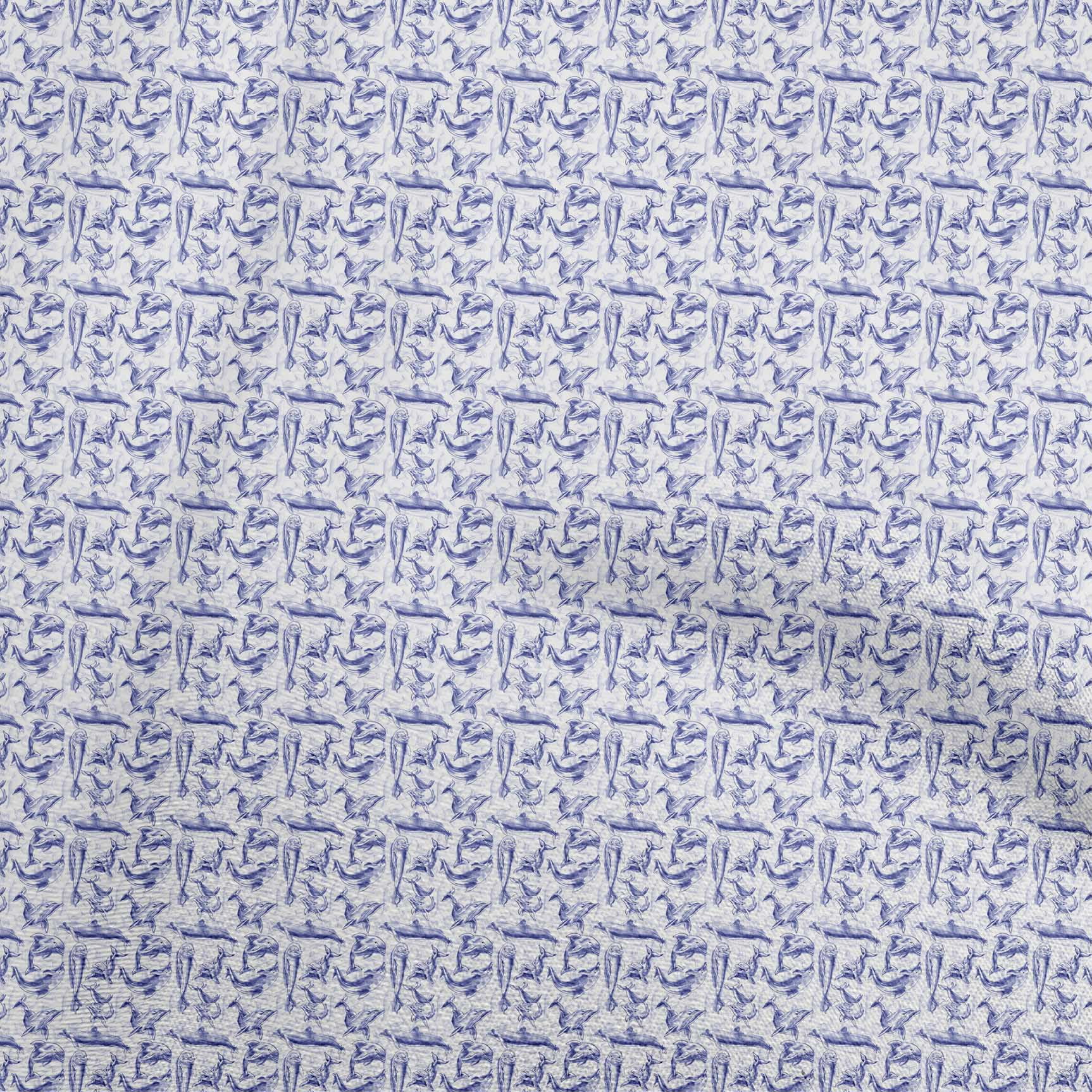 oneOone Cotton Silk Royal Blue Fabric Dolphin Craft Projects Decor ...
