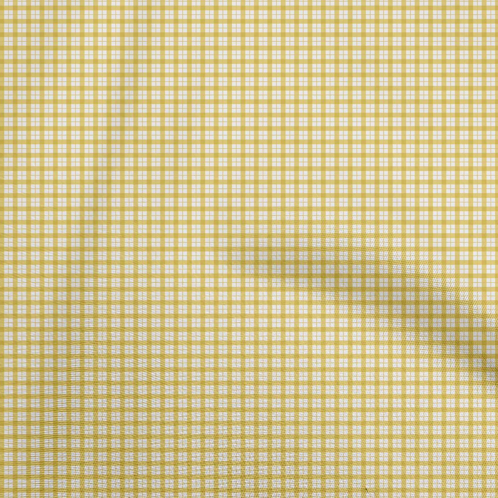 oneOone Cotton Silk Yellow Fabric Check Sewing Material Print Fabric By ...