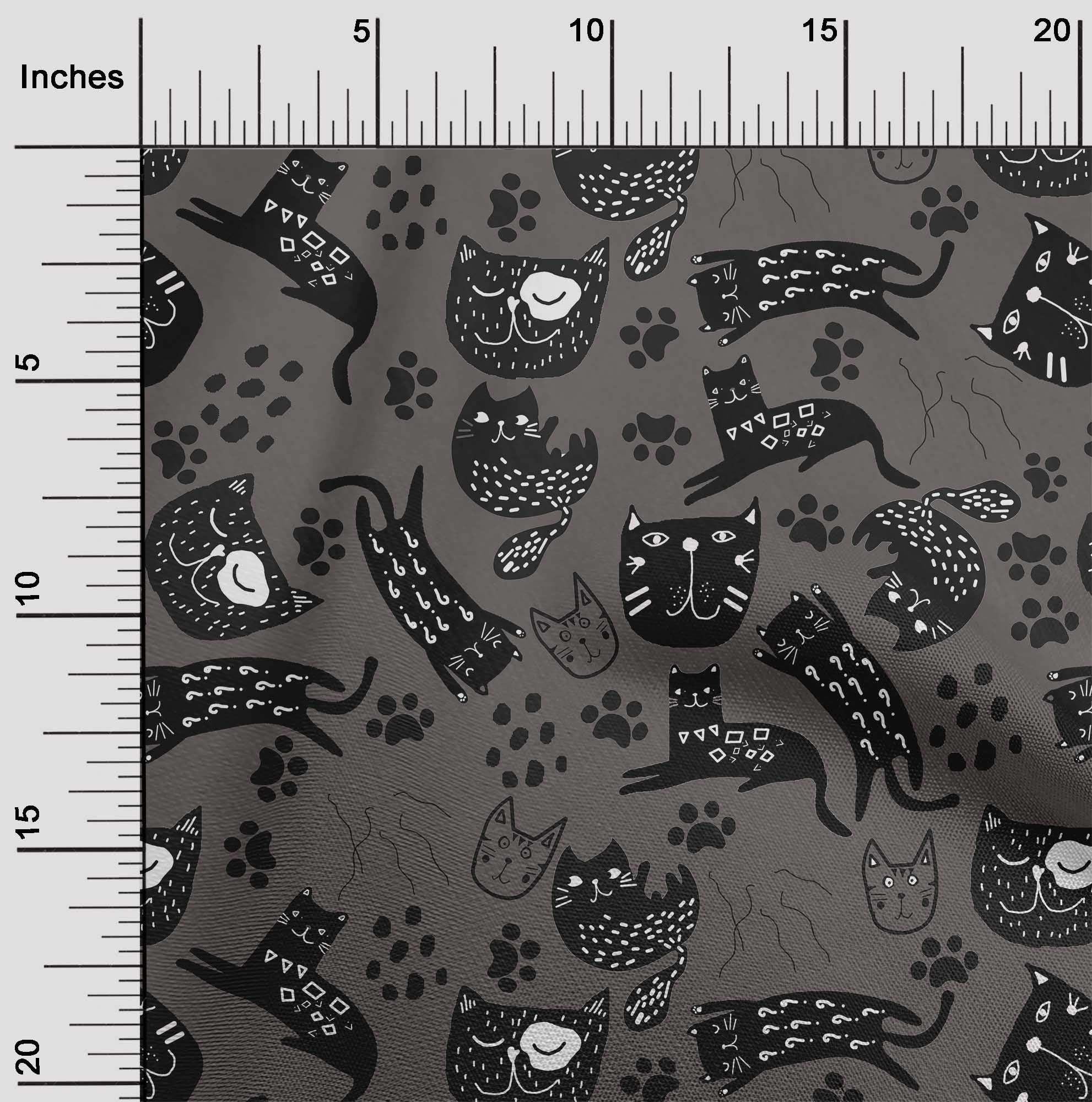 oneOone Georgette Viscose Black Marlin Fabric Cat Dress Material Fabric ...