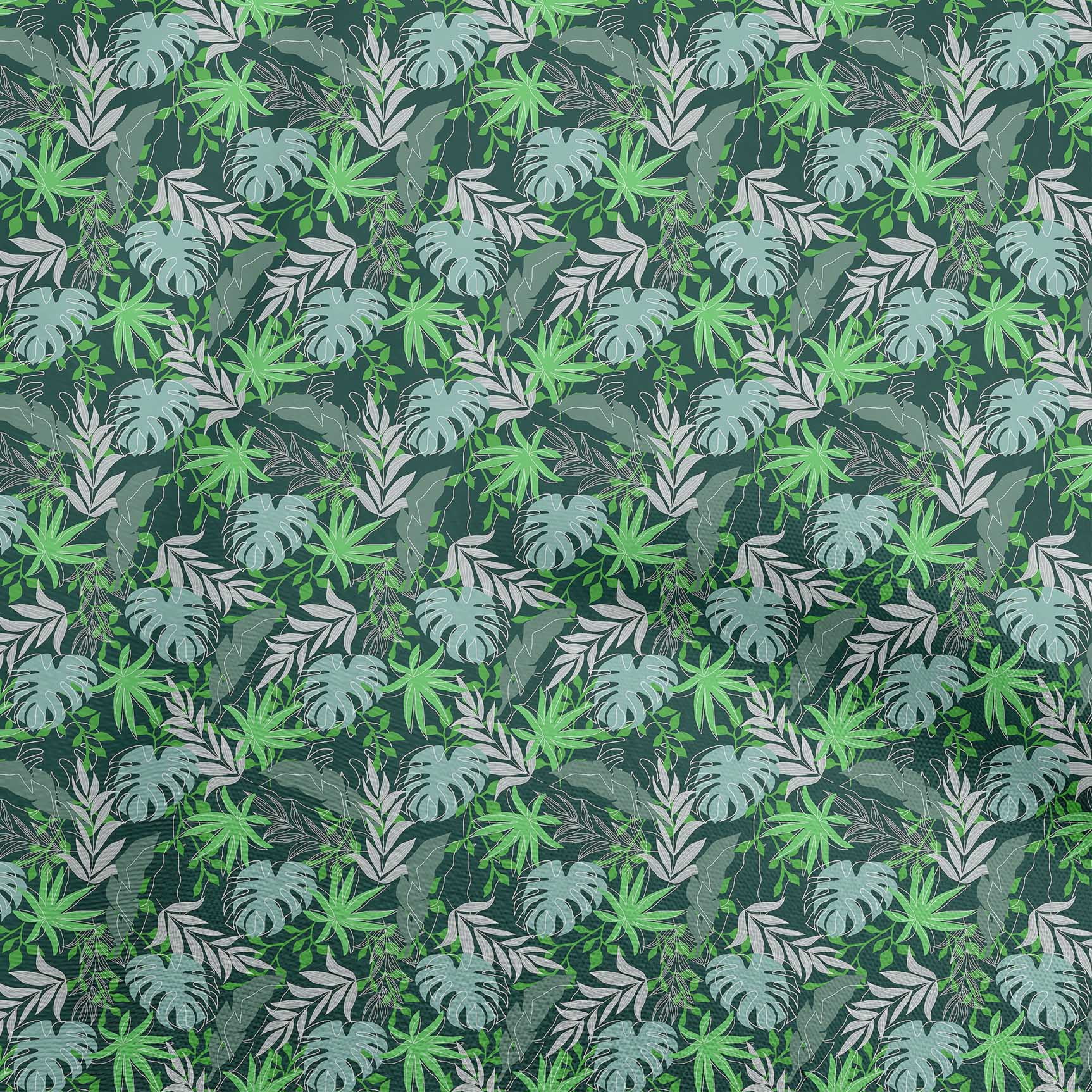 oneOone Georgette Viscose Green Fabric Tropical Leaf Diy Clothing ...