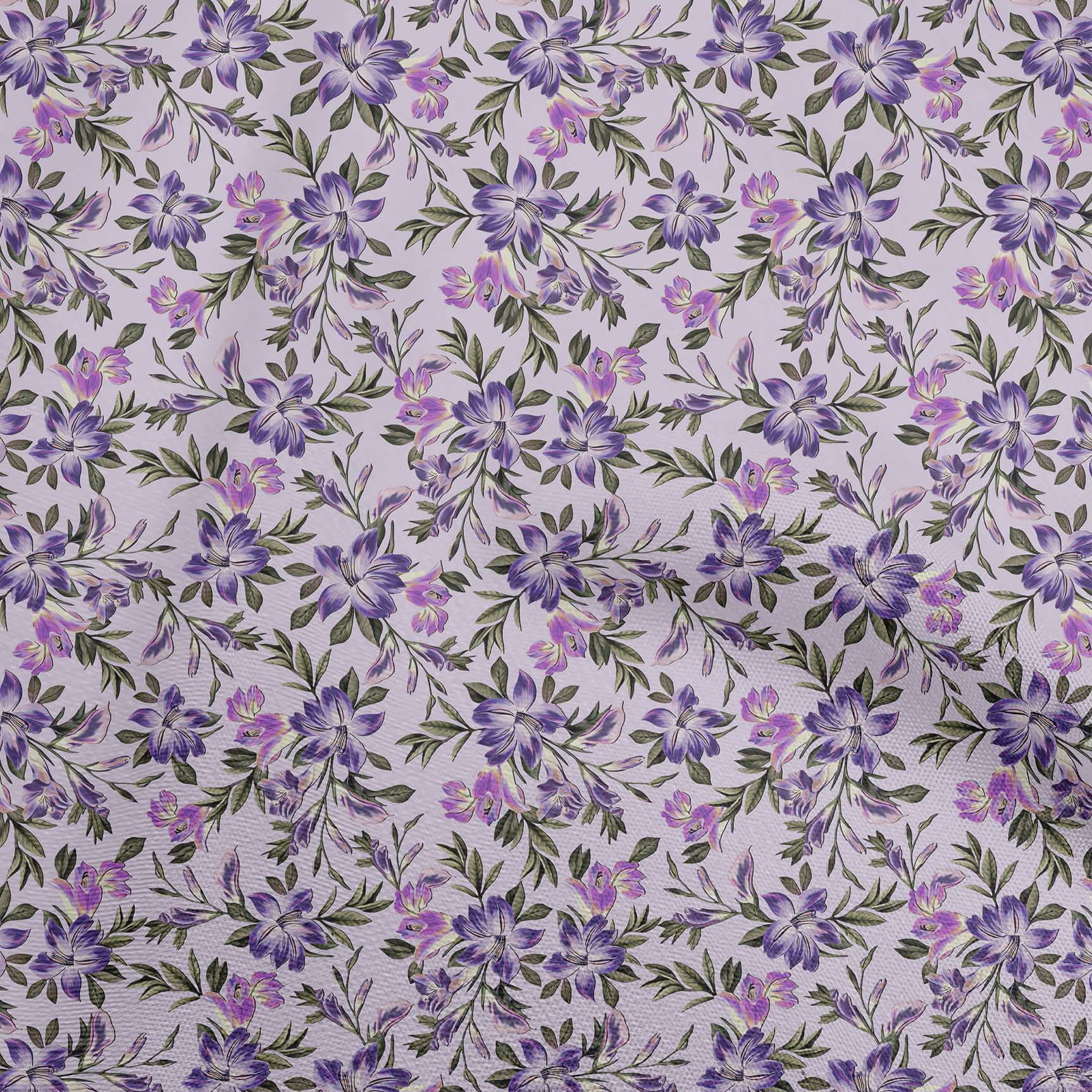 oneOone Georgette Viscose Light Purple Fabric Floral Retro Quilting ...