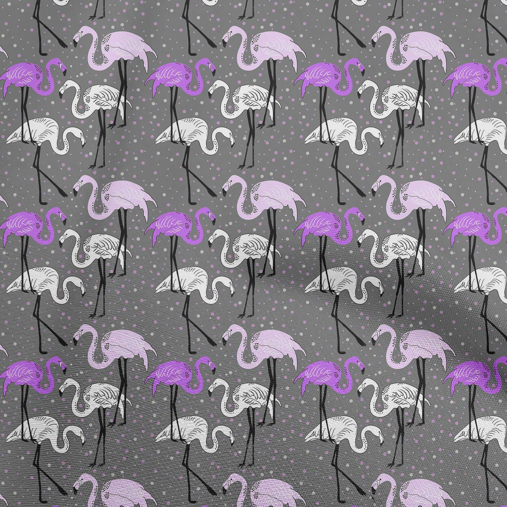 oneOone Georgette Viscose Purple Fabric Tropical Flamingo With Dot ...