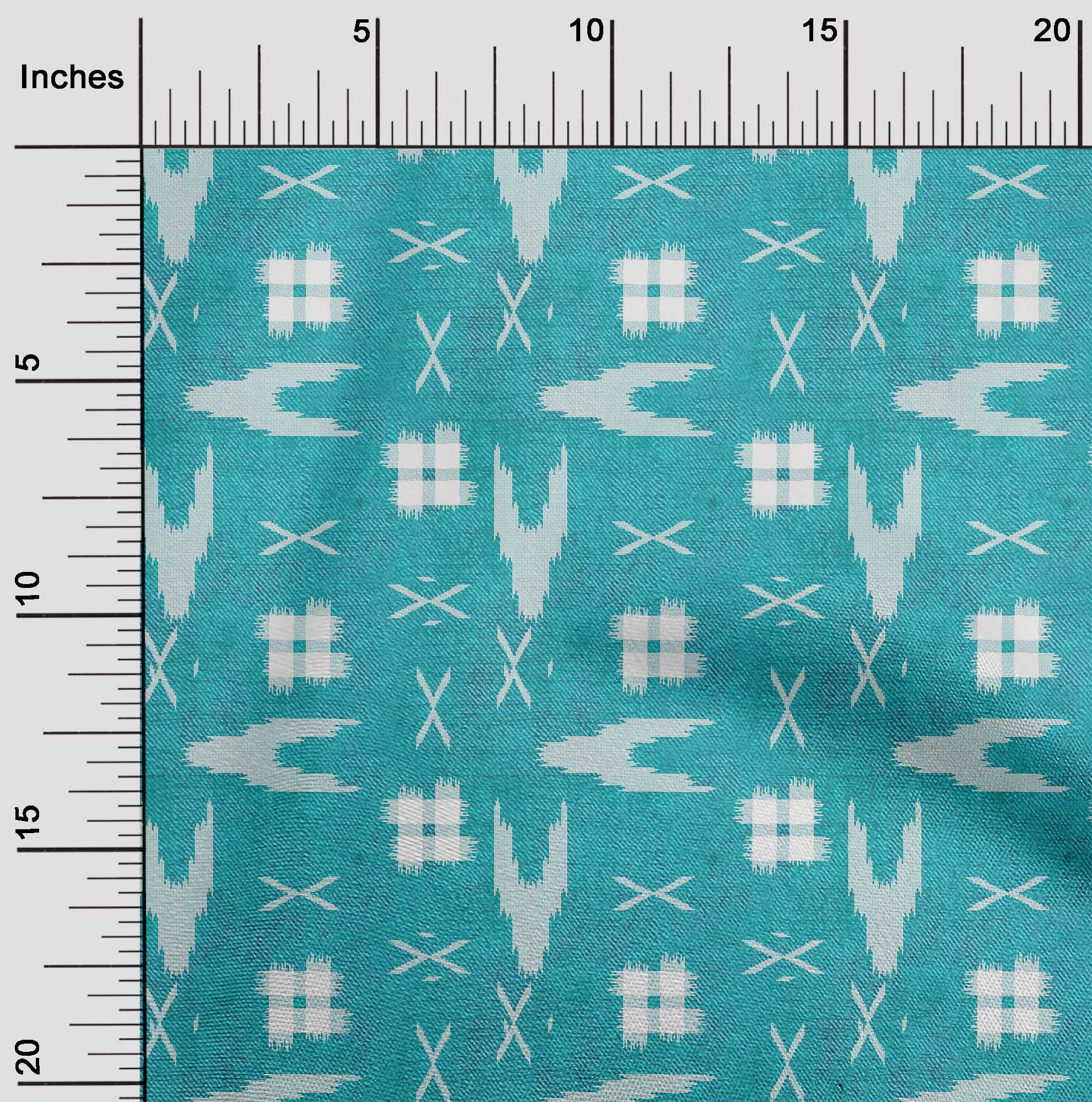 oneOone Organic Cotton Voile Fabric Arrow Sign & Check Kasuri Printed ...